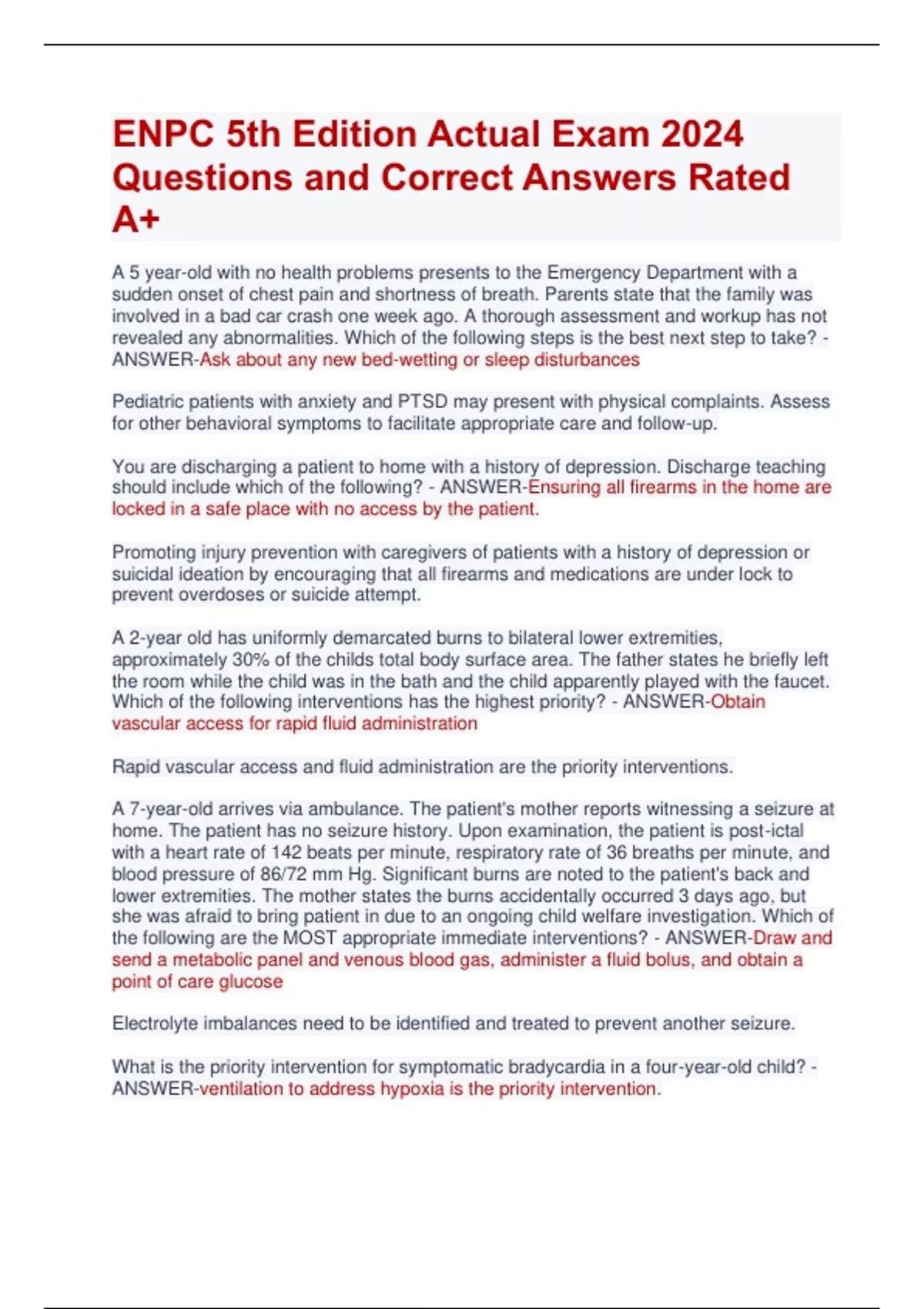 ENPC 5th Edition Actual Exam 2024 Questions and Correct Answers Rated ...