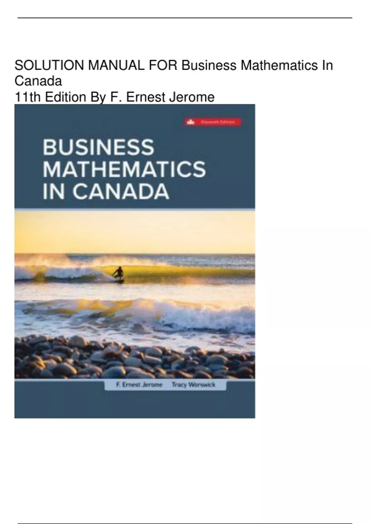SOLUTION MANUAL FOR Business Mathematics In Canada - SOLUTION MANUAL ...
