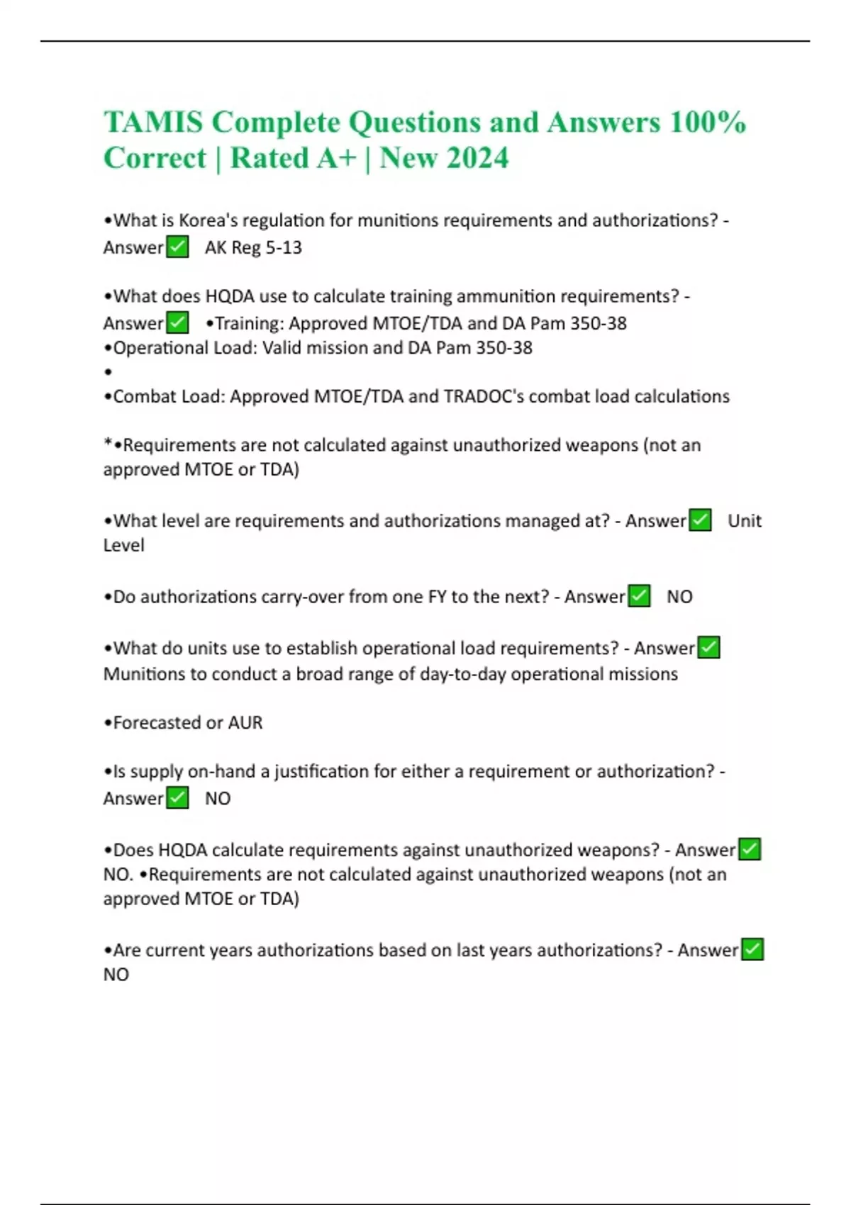 TAMIS Complete Questions and Answers 100% Correct | Rated A+ | New 2024 ...