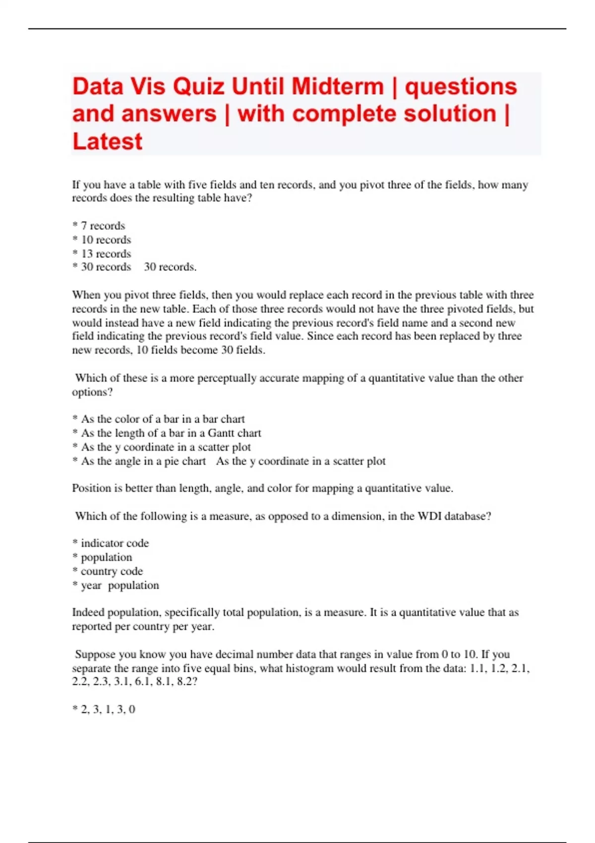 Data Visualization Exam | Latest Bundle - Stuvia US