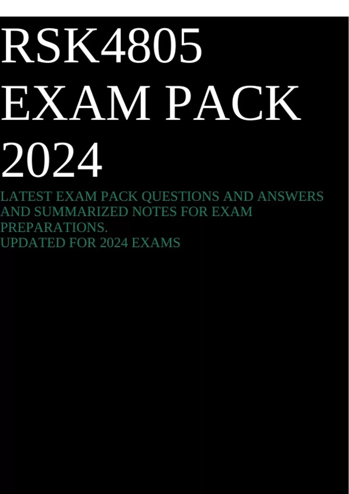 RSK4805 EXAM PACK 2024 - Rsk4805 - Stuvia SA