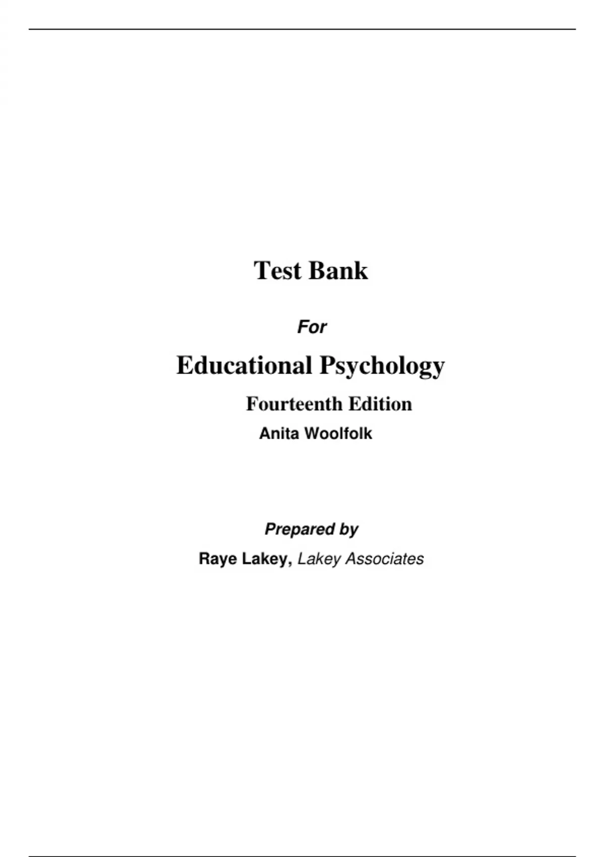 Test Bank For Educational Psychology 14th Edition By Anita Woolfolk ...