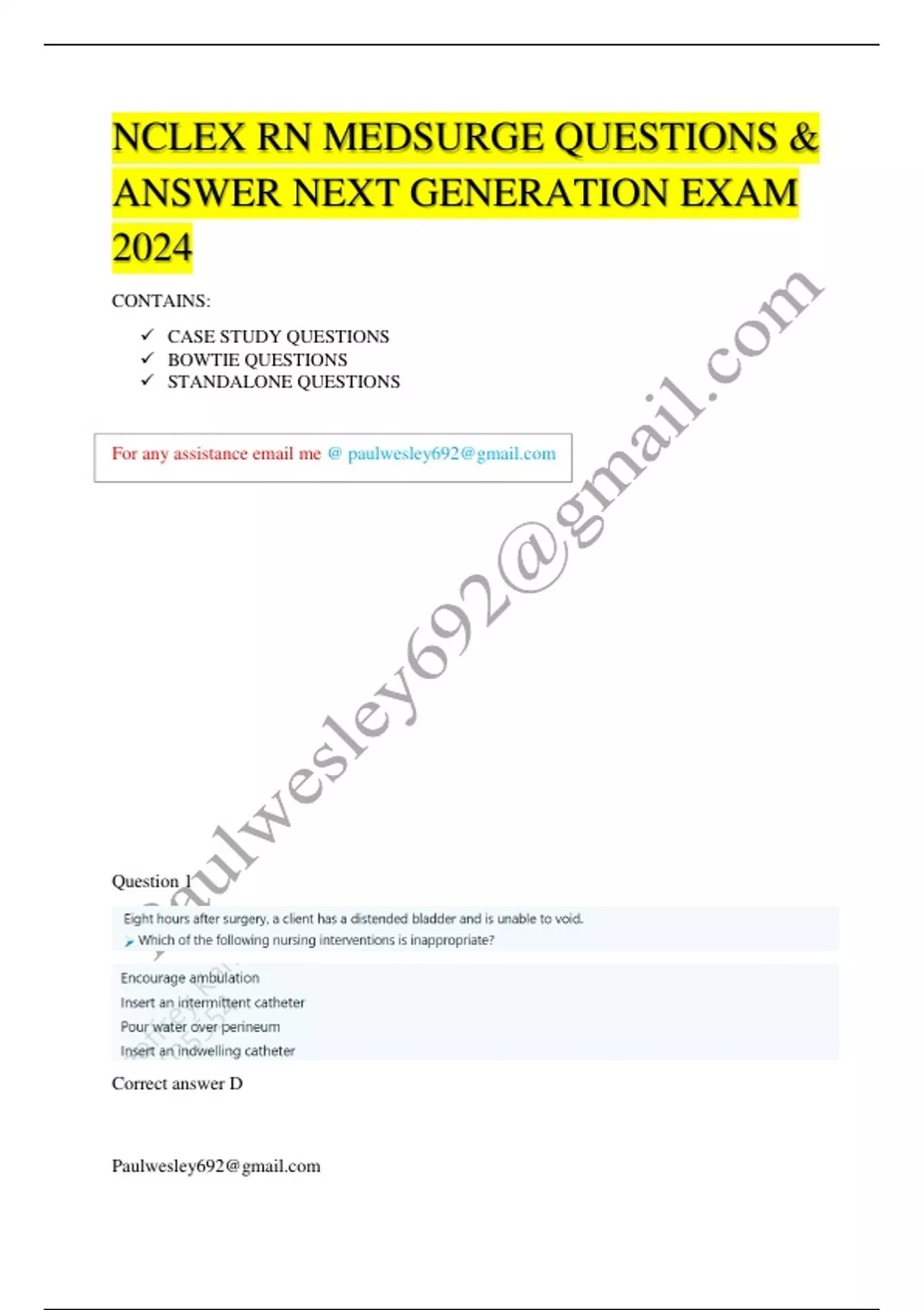 NCLEX RN MEDSURGE QUESTIONS & ANSWER NEXT GENERATION EXAM 2024 - NCLEX ...