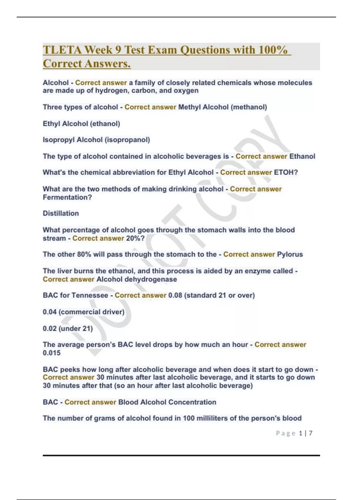 TLETA Week 9 Test Exam Questions with 100% Correct Answers.. - Nclex ...