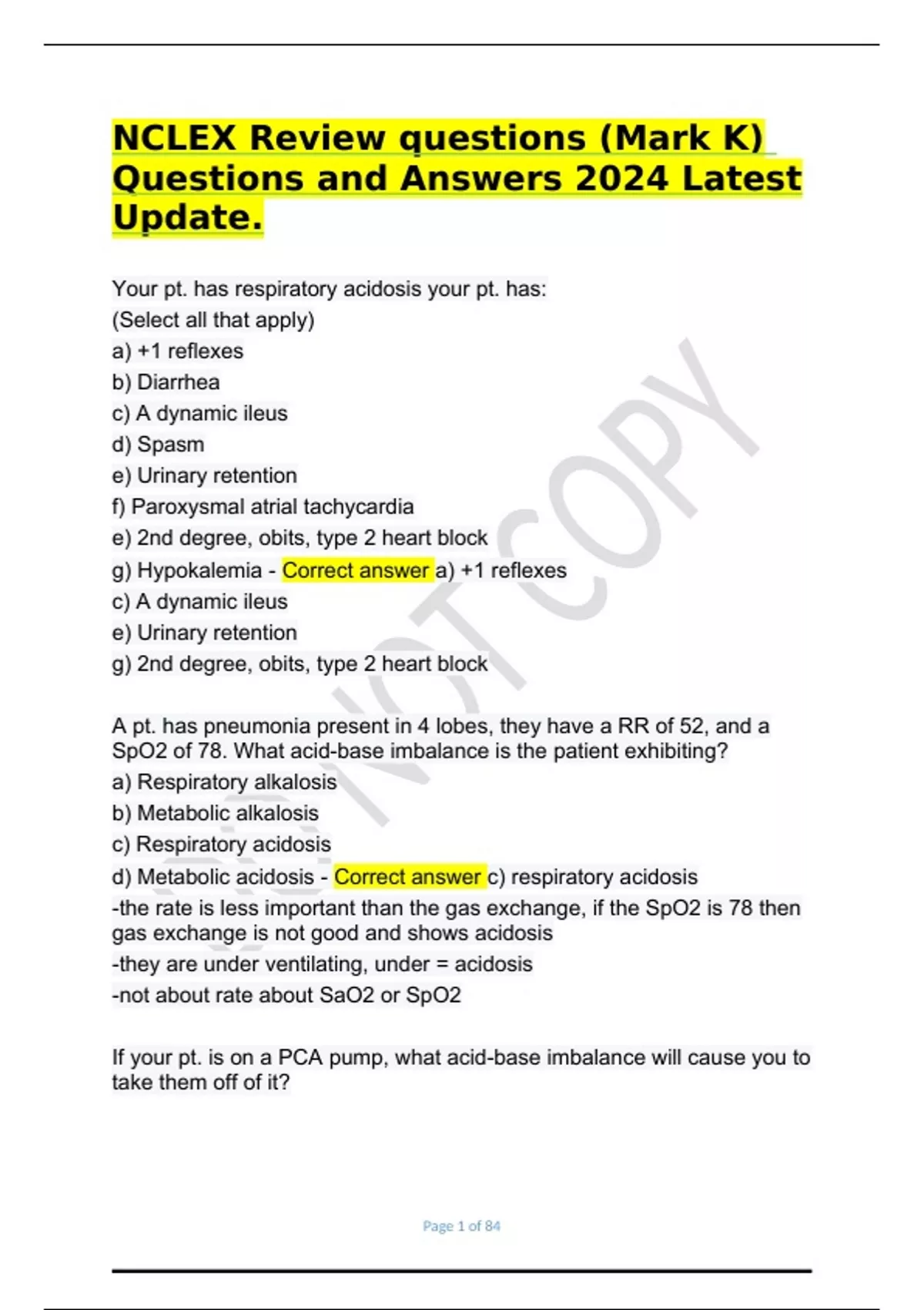 NCLEX Review questions (Mark K) Questions and Answers 2024 Latest ...