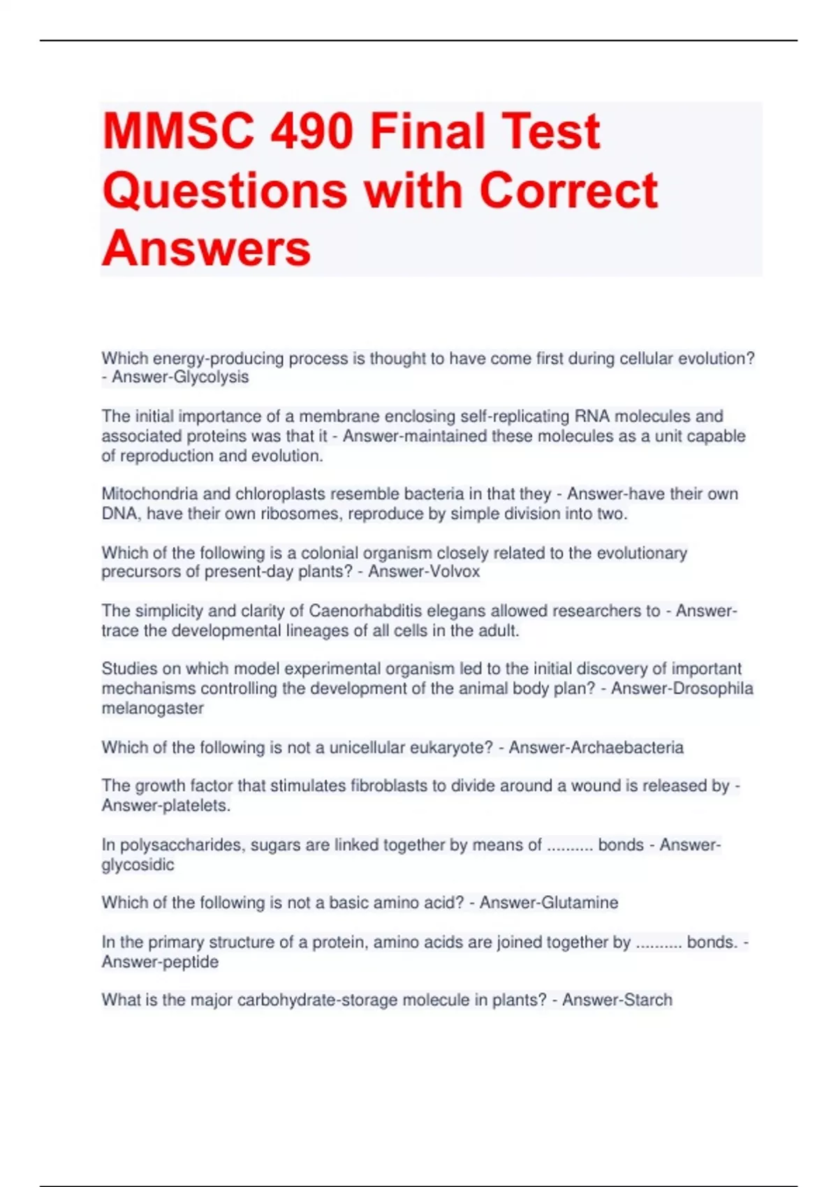 MMSC 490 Final Test Questions with Correct Answers - MMSC 490 - Stuvia US