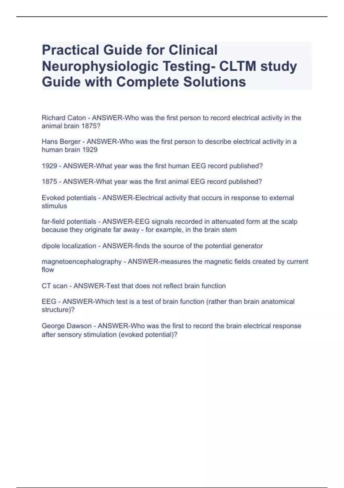 Practical Guide for Clinical Neurophysiologic Testing- CLTM study Guide ...