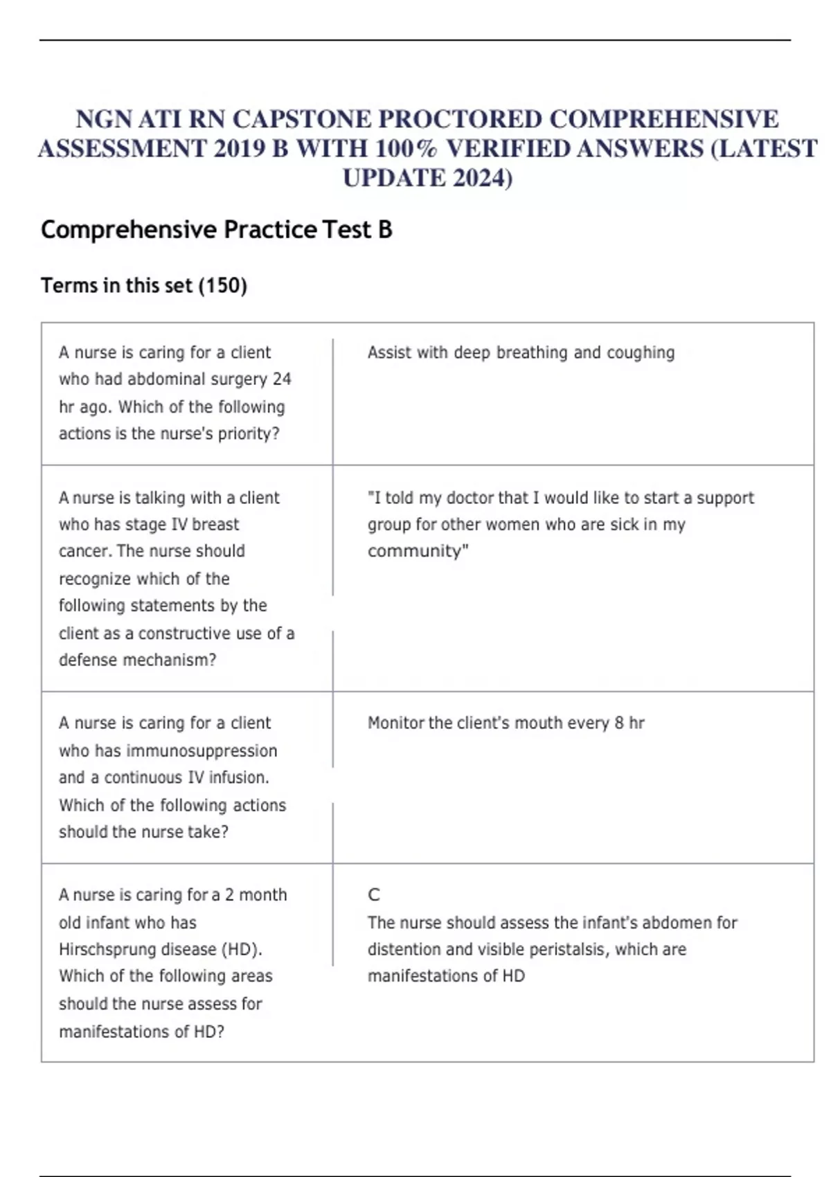 NGN ATI RN CAPSTONE PROCTORED COMPREHENSIVE ASSESSMENT 2019 B WITH 100% ...