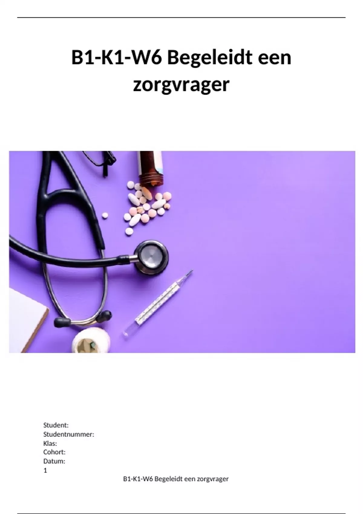 B1-K1-W6 Begeleidt een zorgvrager - Begeleidt een zorgvrager - Stuvia NL