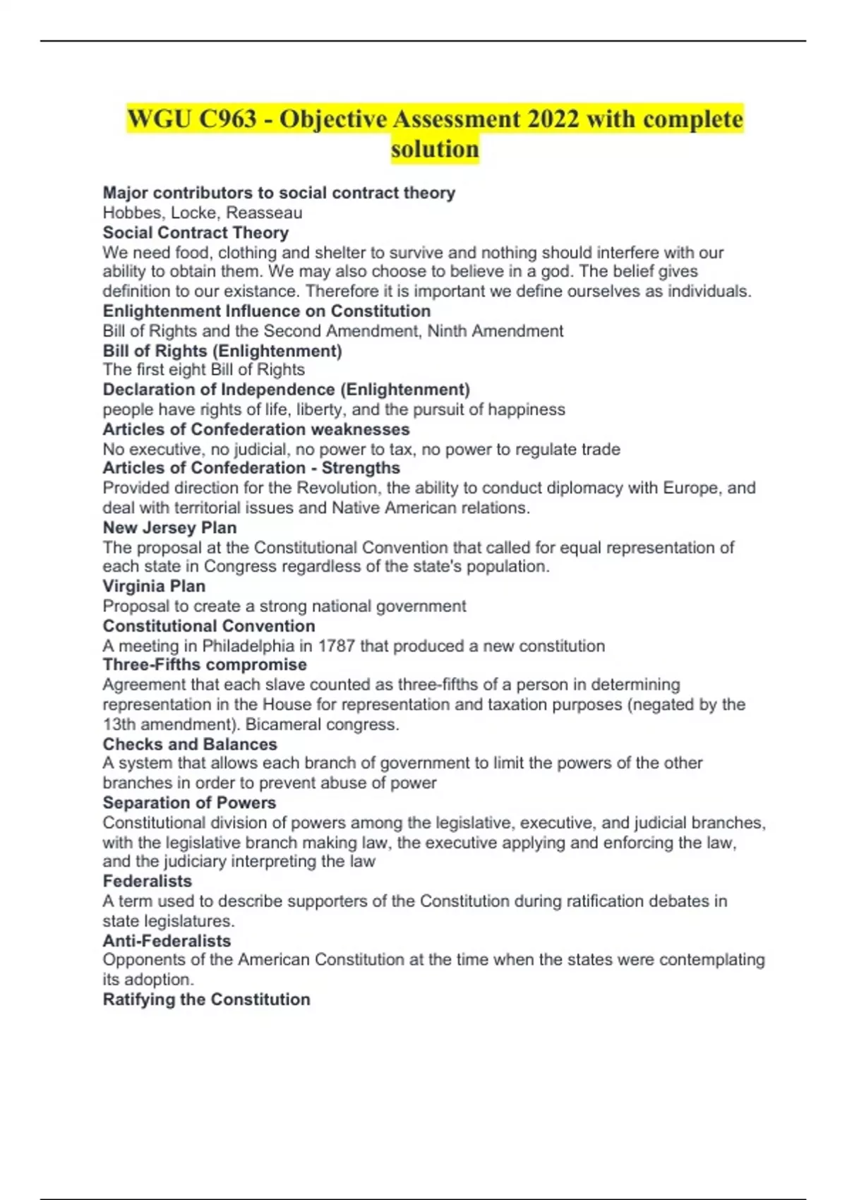 WGU C963 - Objective Assessment 2022 with complete solution - WGU C963 ...