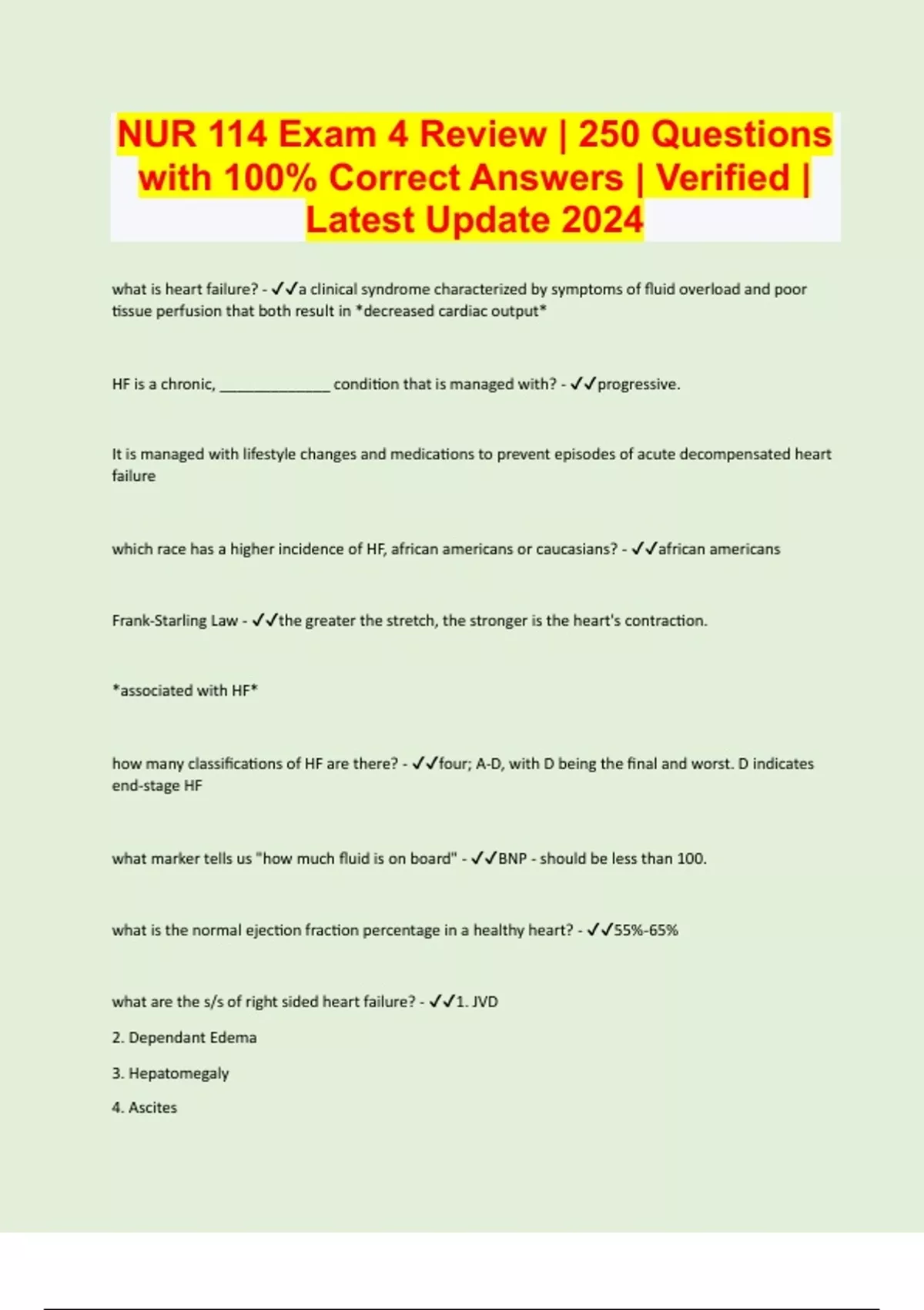NUR 114 Exam 4 Review | 250 Questions with 100% Correct Answers ...