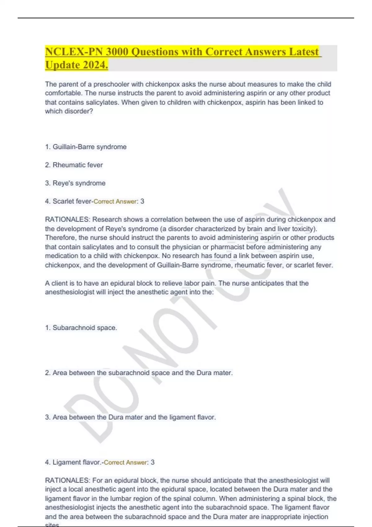 NCLEX-PN 3000 Questions with Correct Answers Latest Update 2024 - Math ...