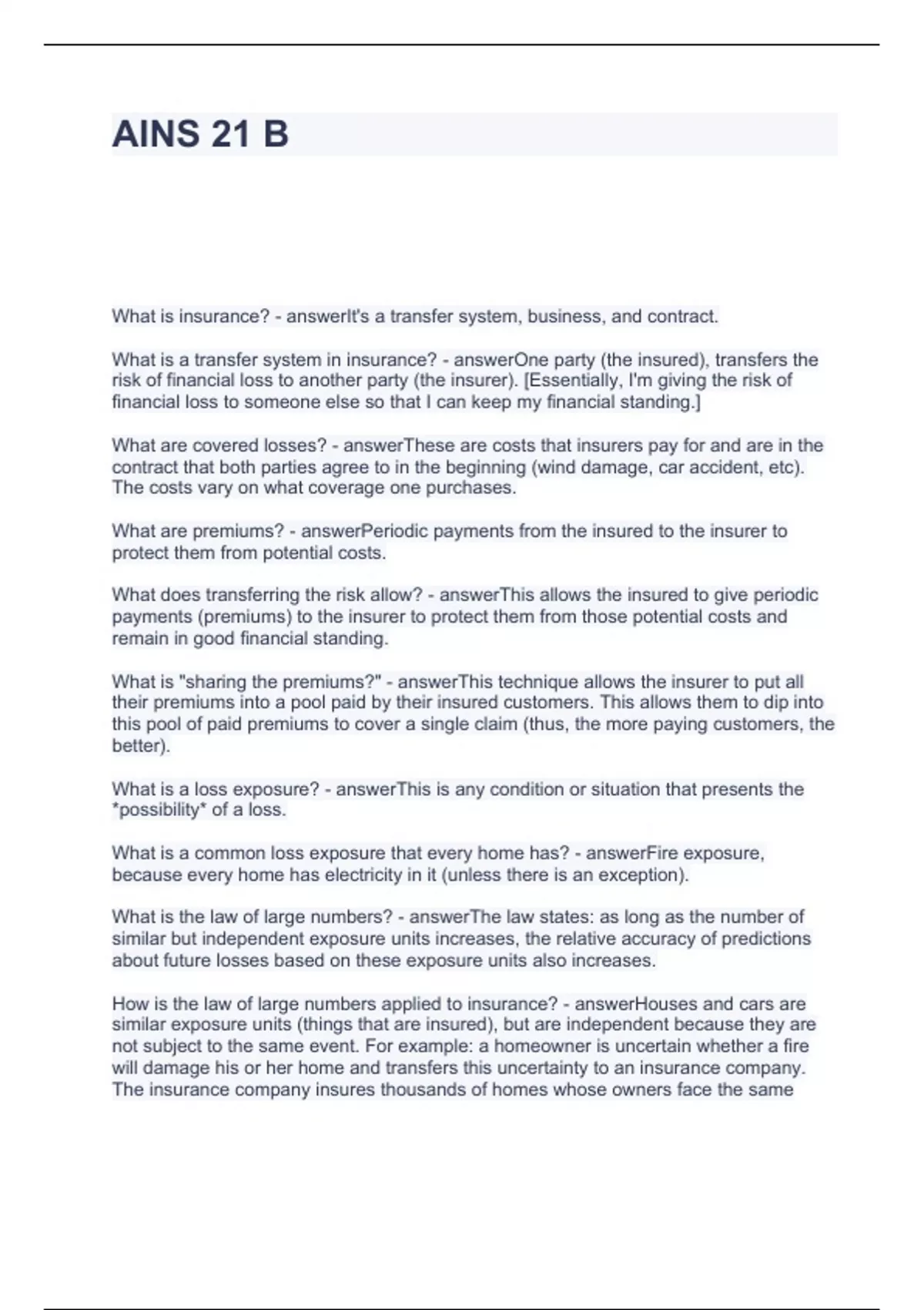 AINS 21 B Questions and Answers 100% correct 2024 - Ains - Stuvia US