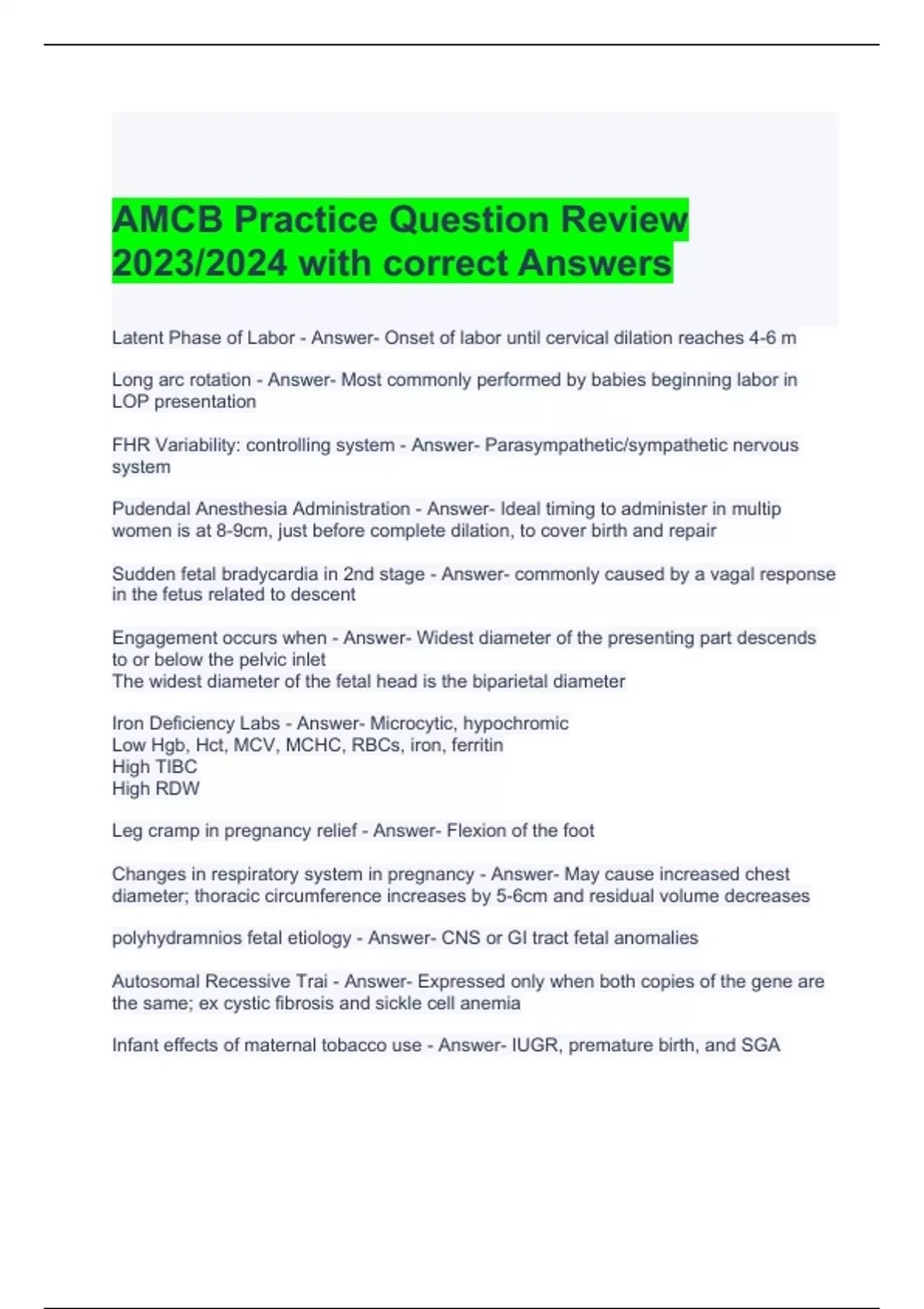 AMCB Practice Question Review with correct Answers - AMCB - Stuvia US