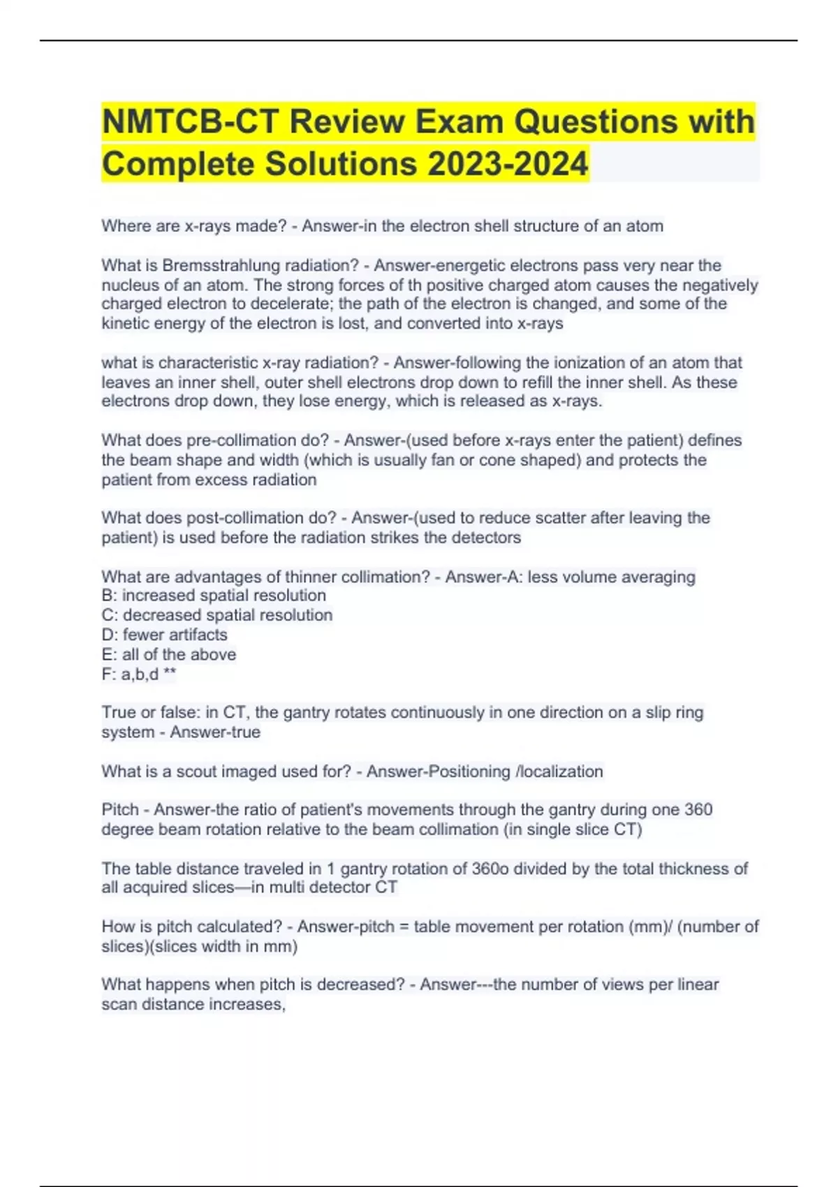 NMTCB-CT Review Exam Questions with Complete Solutions - NMTCB-CT ...