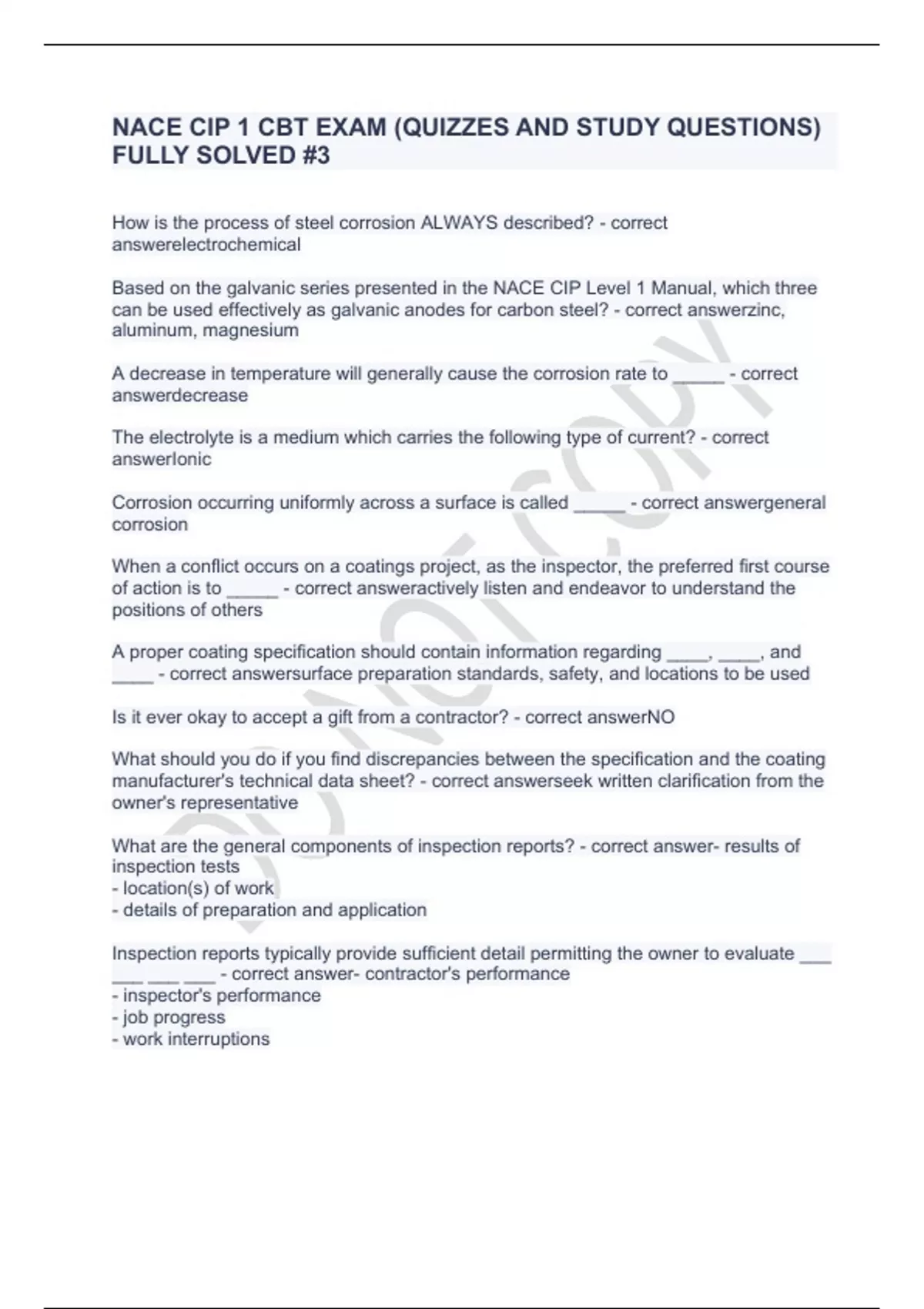 NACE CIP 1 CBT EXAM (QUIZZES AND STUDY QUESTIONS) FULLY SOLVED #3 ...