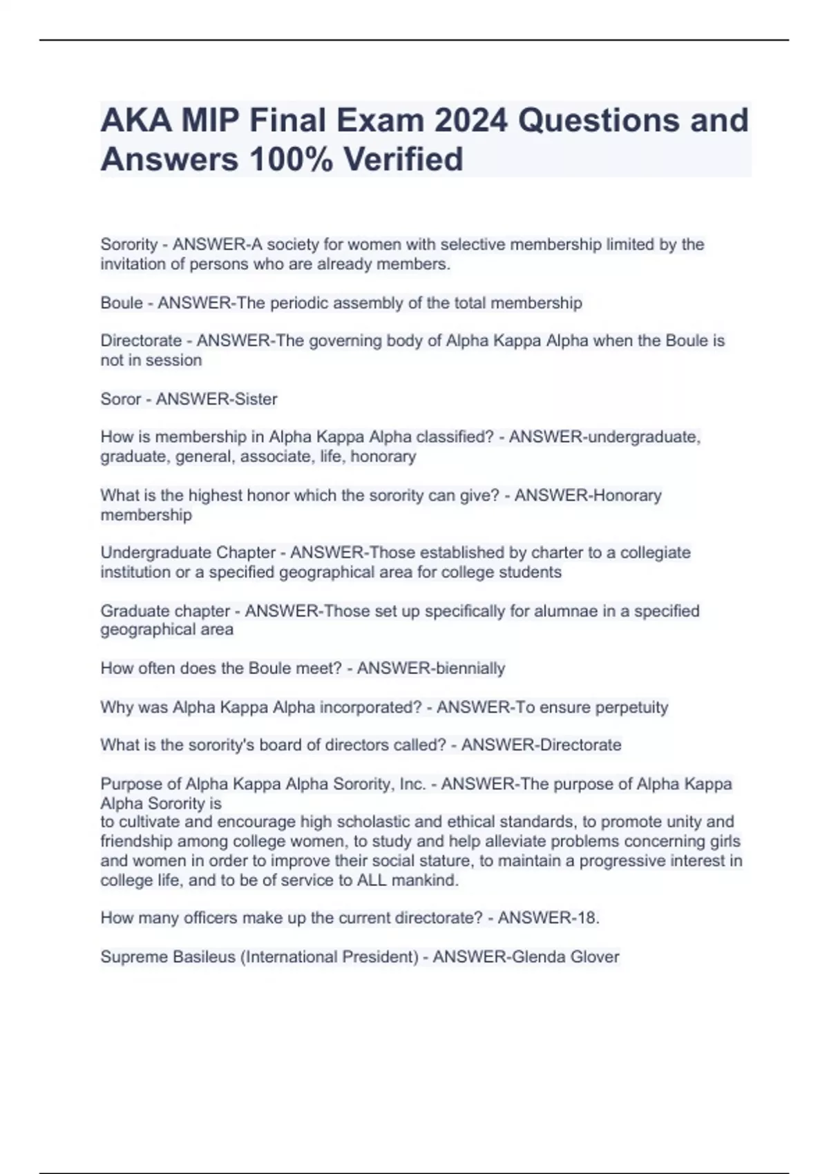 AKA MIP Final Exam 2024 Questions and Answers 100% Verified - AKA MIP ...