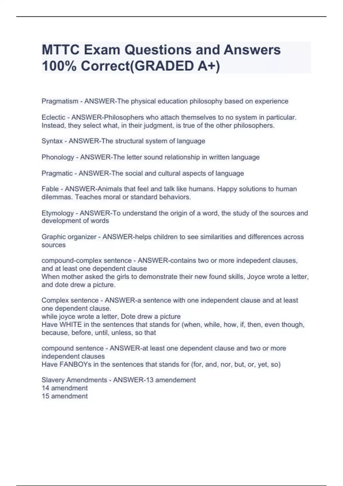 MTTC EXAM BUNDLE(COMPLETE PACKAGE DEAL) - Stuvia US