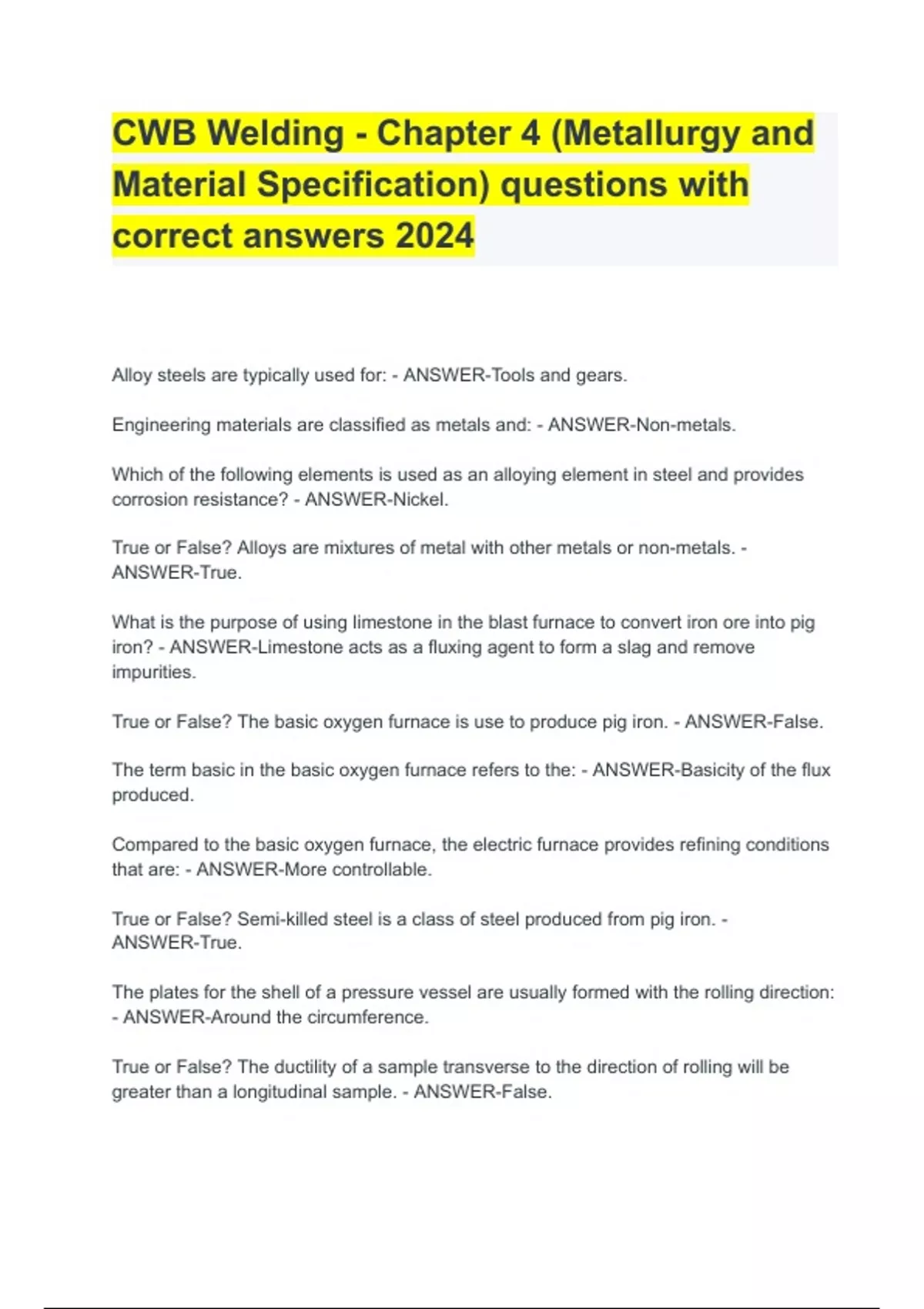 CWB Welding - Chapter 4 (Metallurgy and Material Specification ...