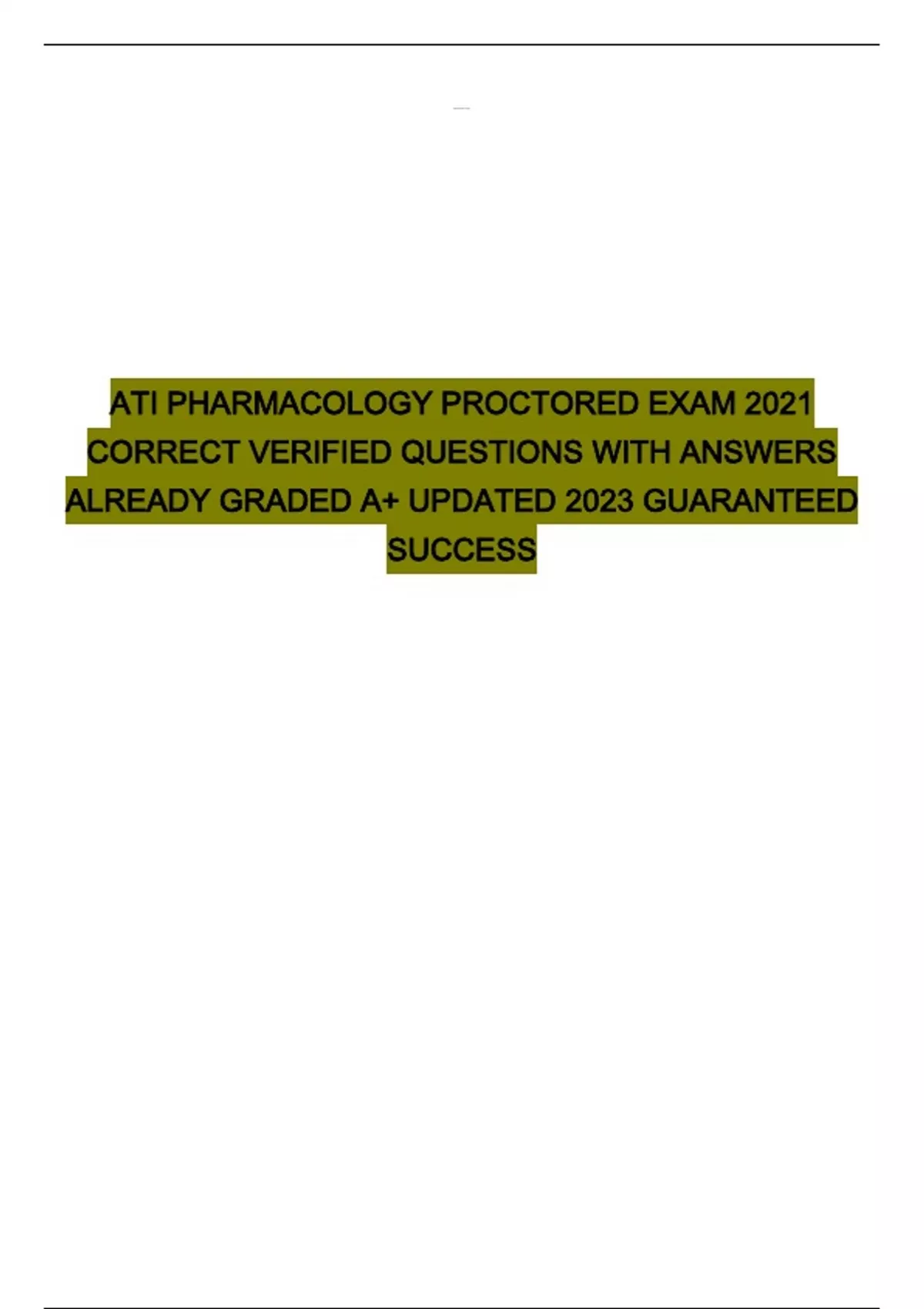 ATI Pharmacology Proctored Assessment Latest Version Questions and ...