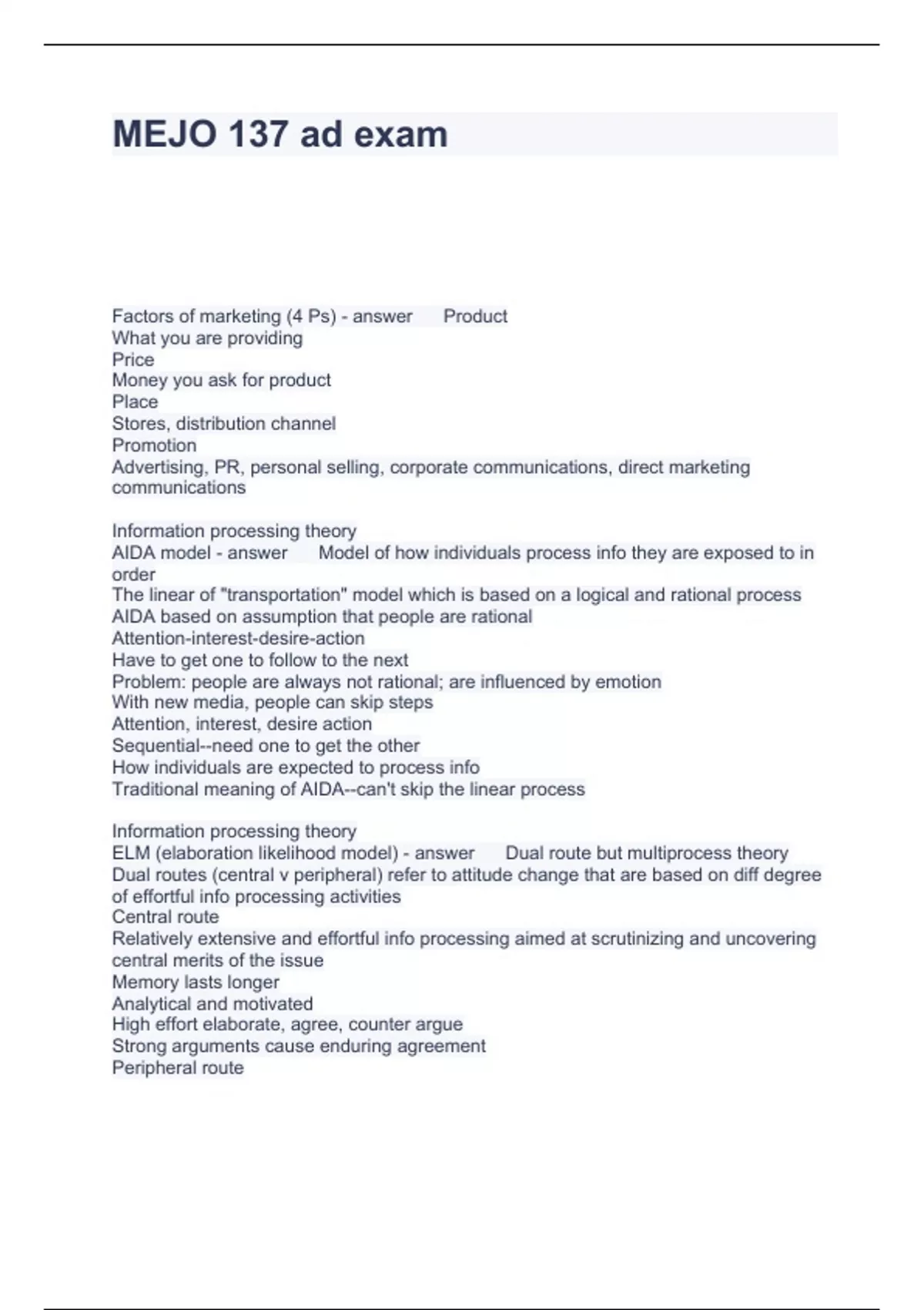 MEJO 137 ad exam Questions and Answers 100% Solved 2024 - MEJO - Stuvia US