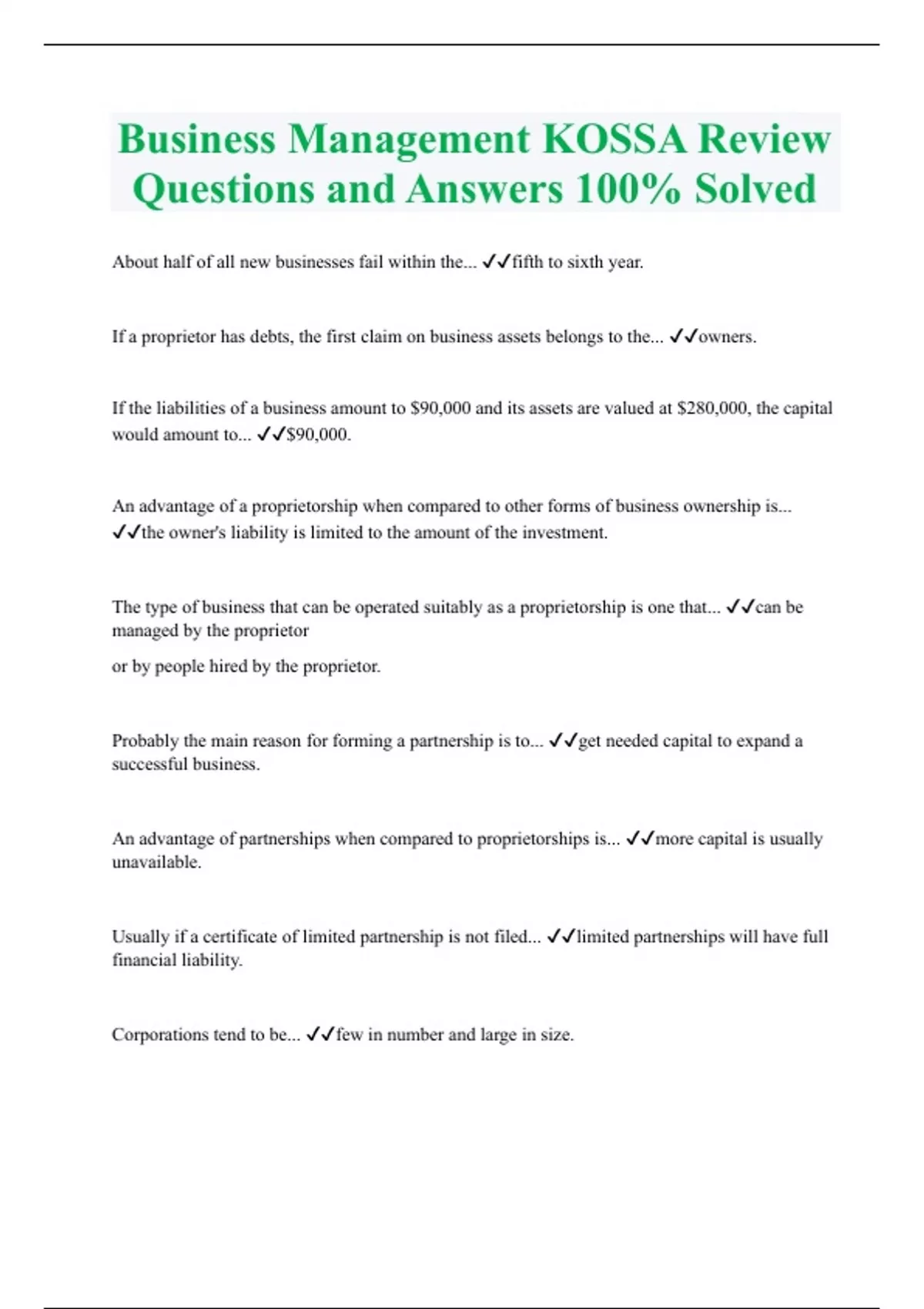 KOSSA BUNDLED EXAMS| QUESTIONS WITH COMPLETE SOLUTION 2024/2025 - Stuvia US