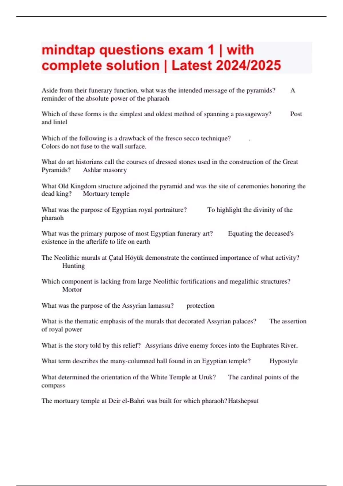 mindtap questions exam 1 | with complete solution | Latest 2024/2025 ...