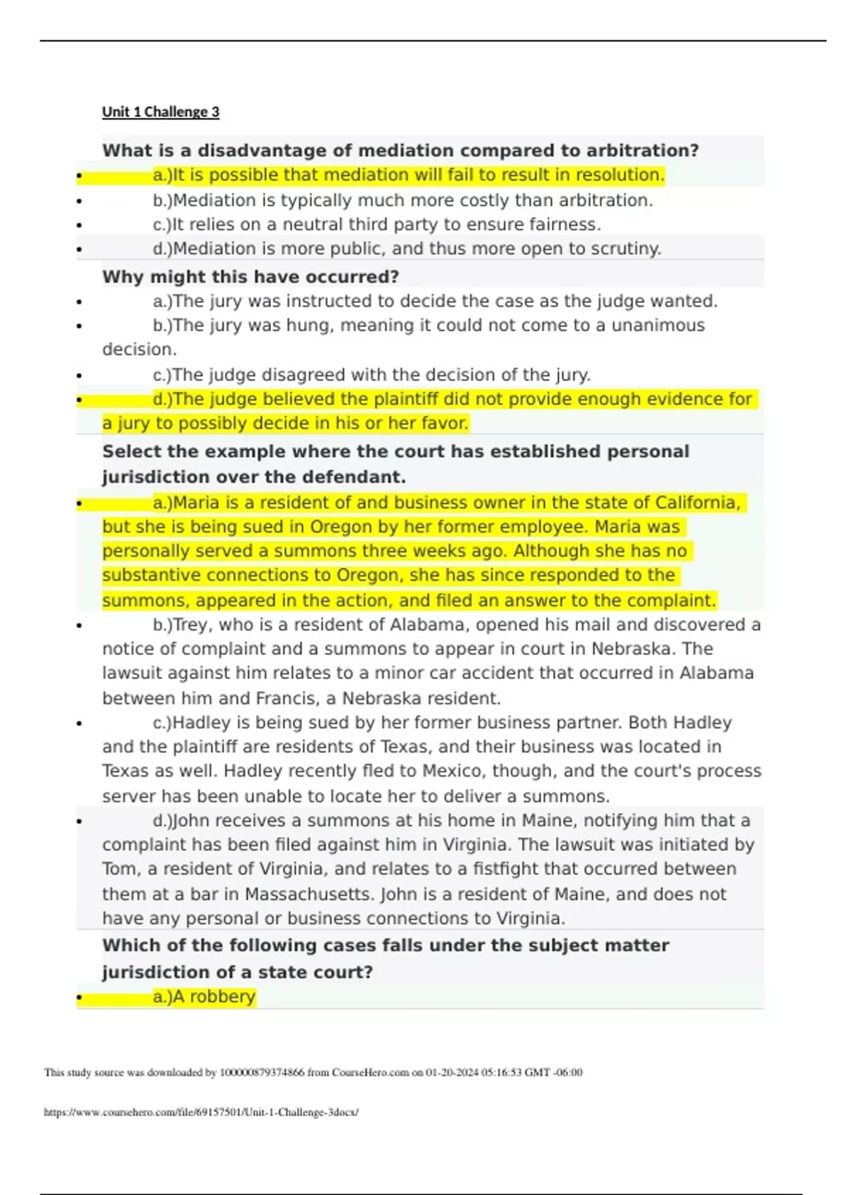 BUS 1001 Unit 1 Challenge 3 QUESTIONS AND ANSWERS 100% Accuracy, latest ...