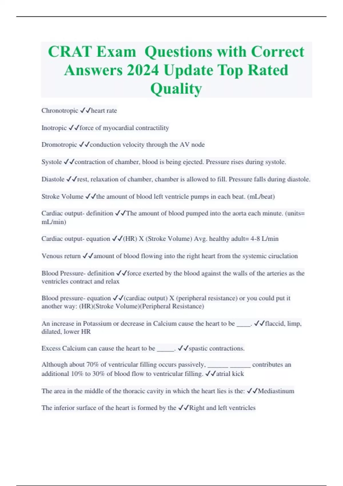 CRAT Bundled Exams with complete solution;Everything you need to pass ...