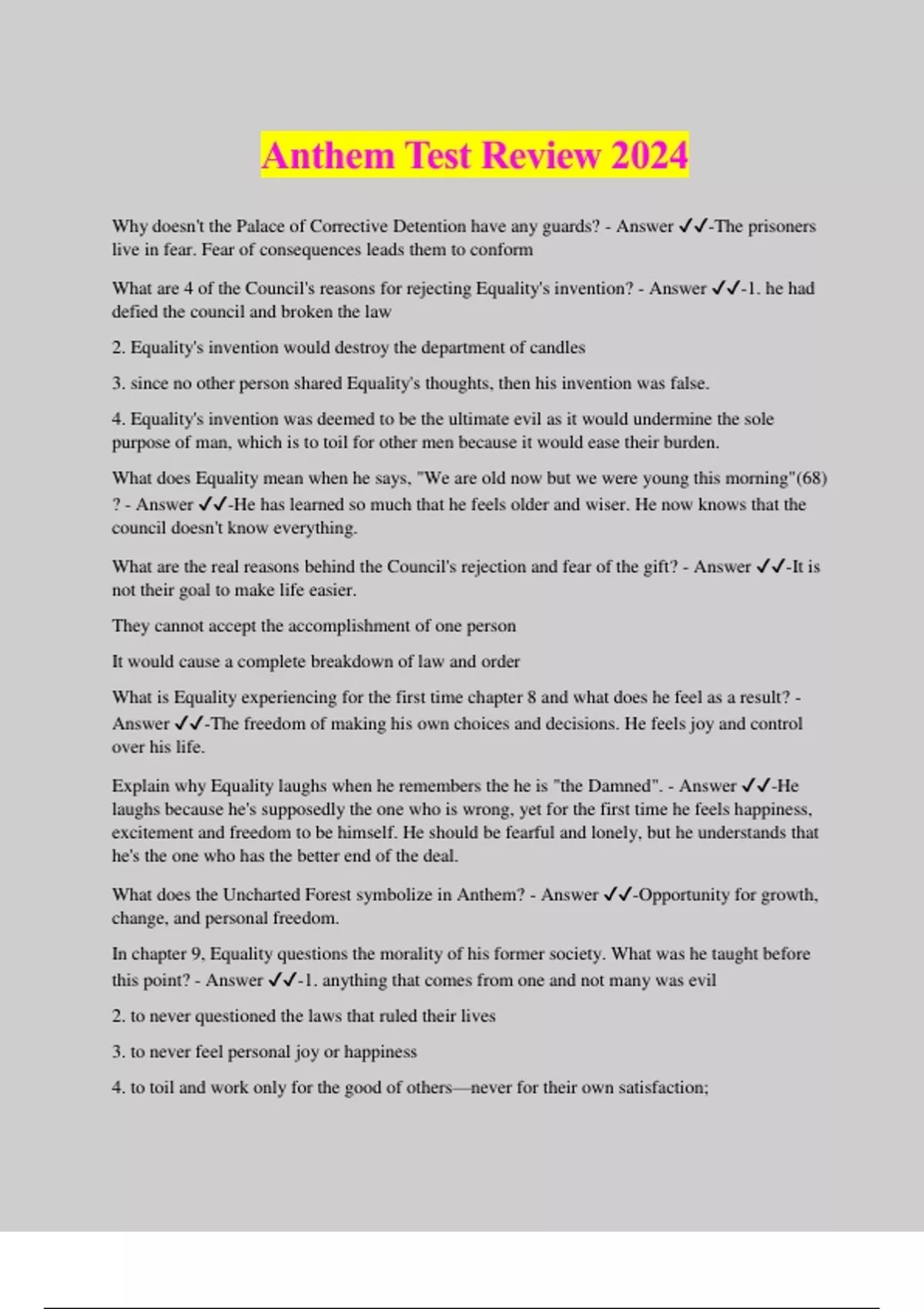 Anthem Test Review 2024 - Anthem - Stuvia US