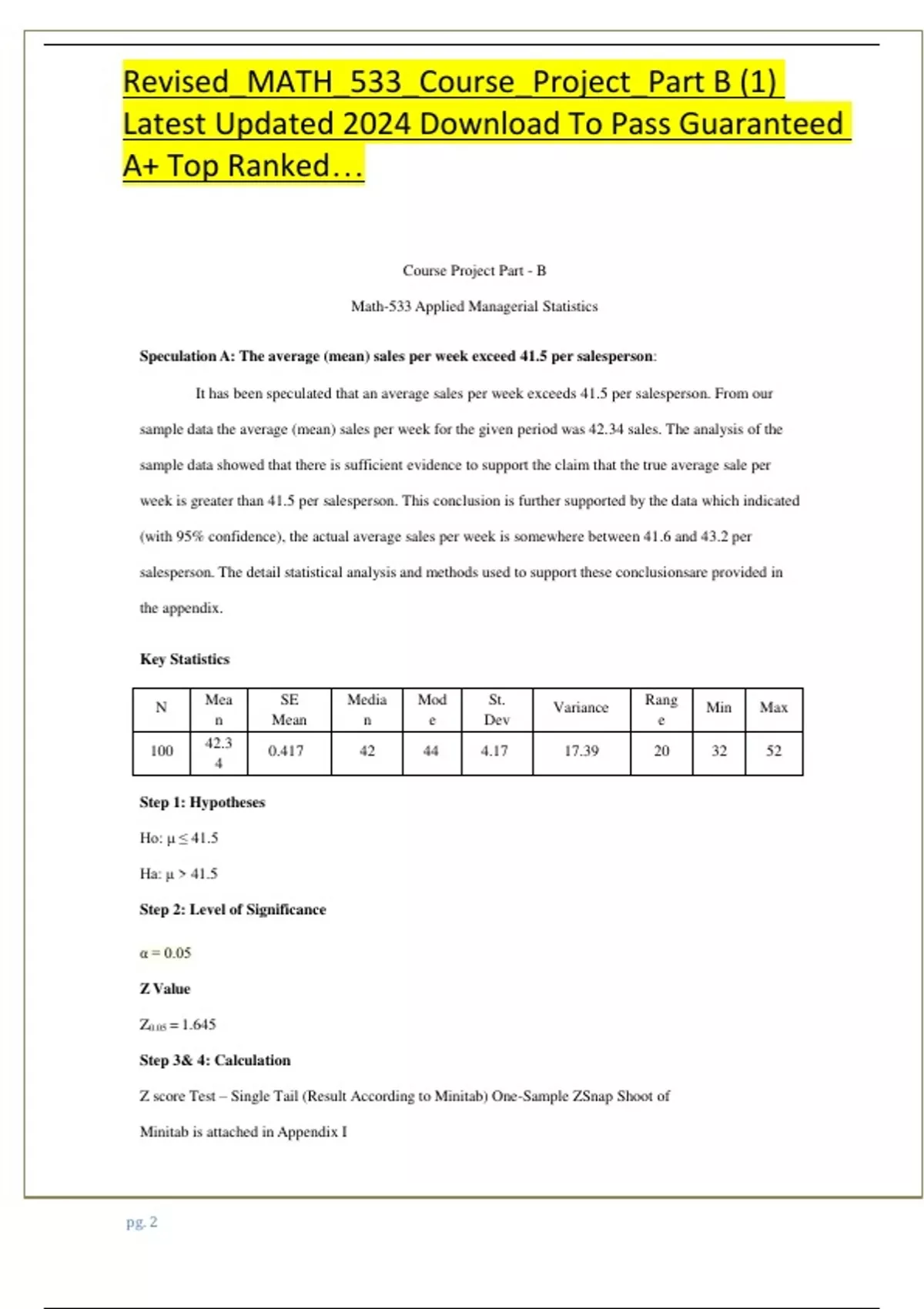 Revised_MATH_533_Course_Project_Part B (1) Latest Updated 2024 Download ...