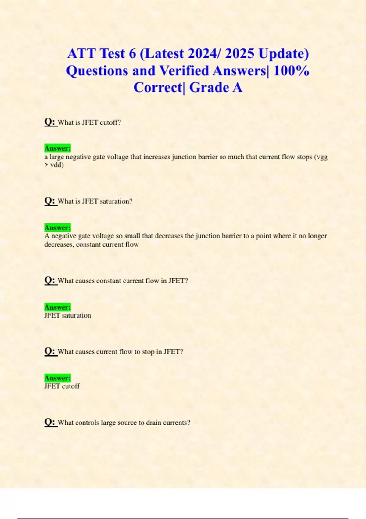 ATT Test 6 (Latest 2024/ 2025 Update) Questions and Verified Answers ...