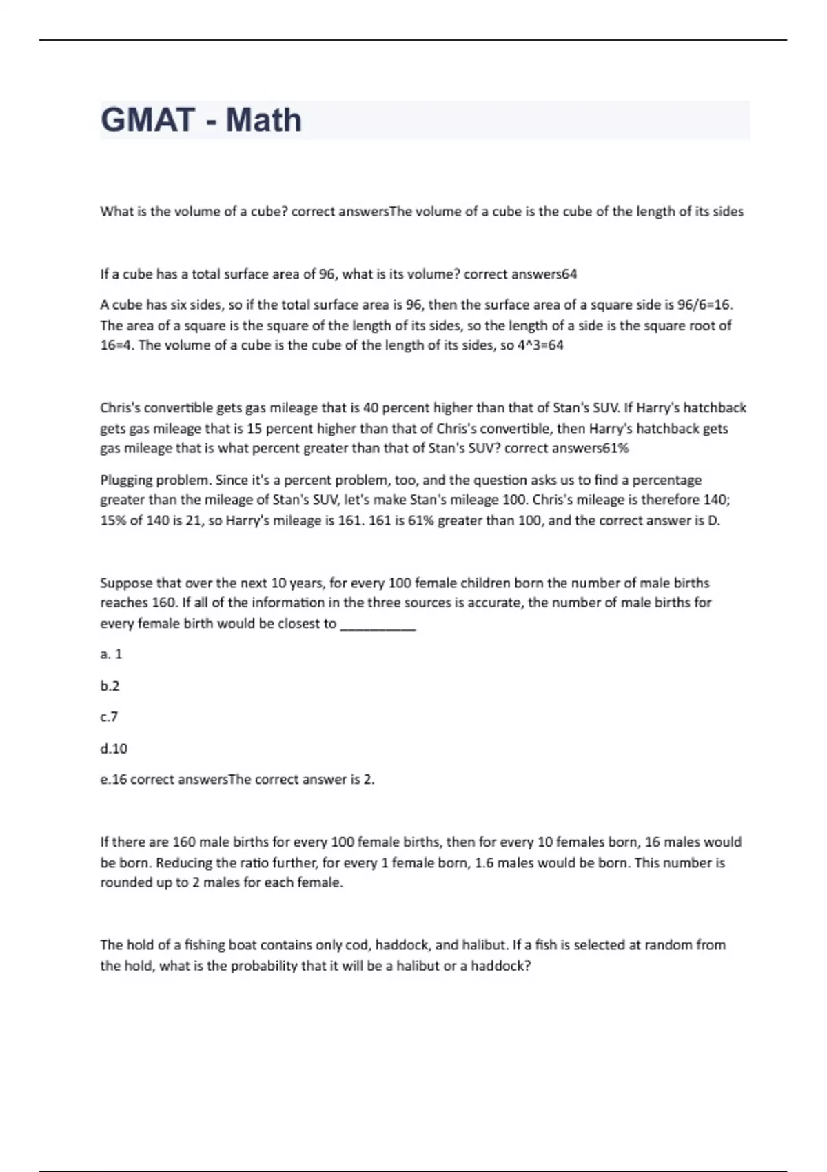 GMAT - Math exam 2024 with 100% correct answers - GMAT - Math - Stuvia US