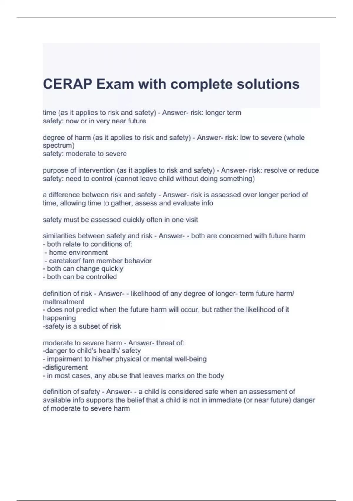CERAP Exam with complete solutions - CERAP - Stuvia US