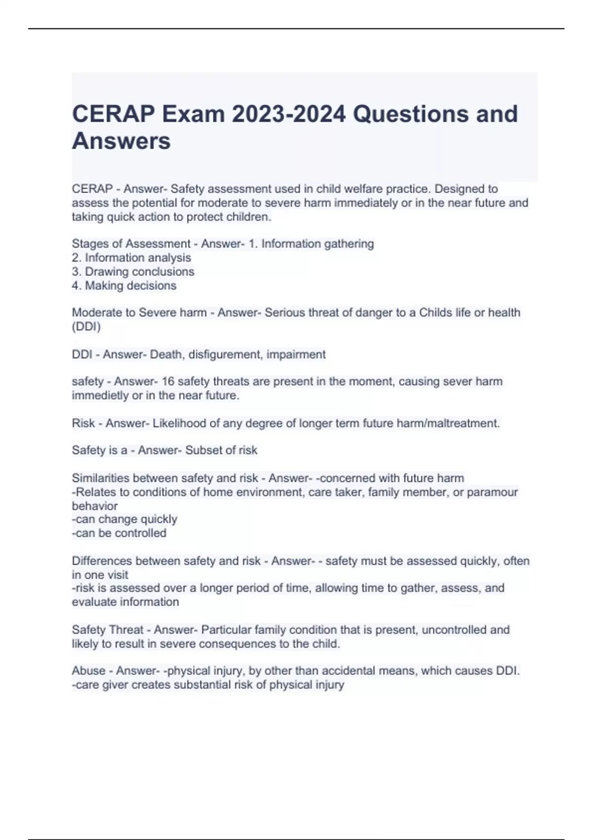 CERAP Exam Questions and Answers - CERAP - Stuvia US