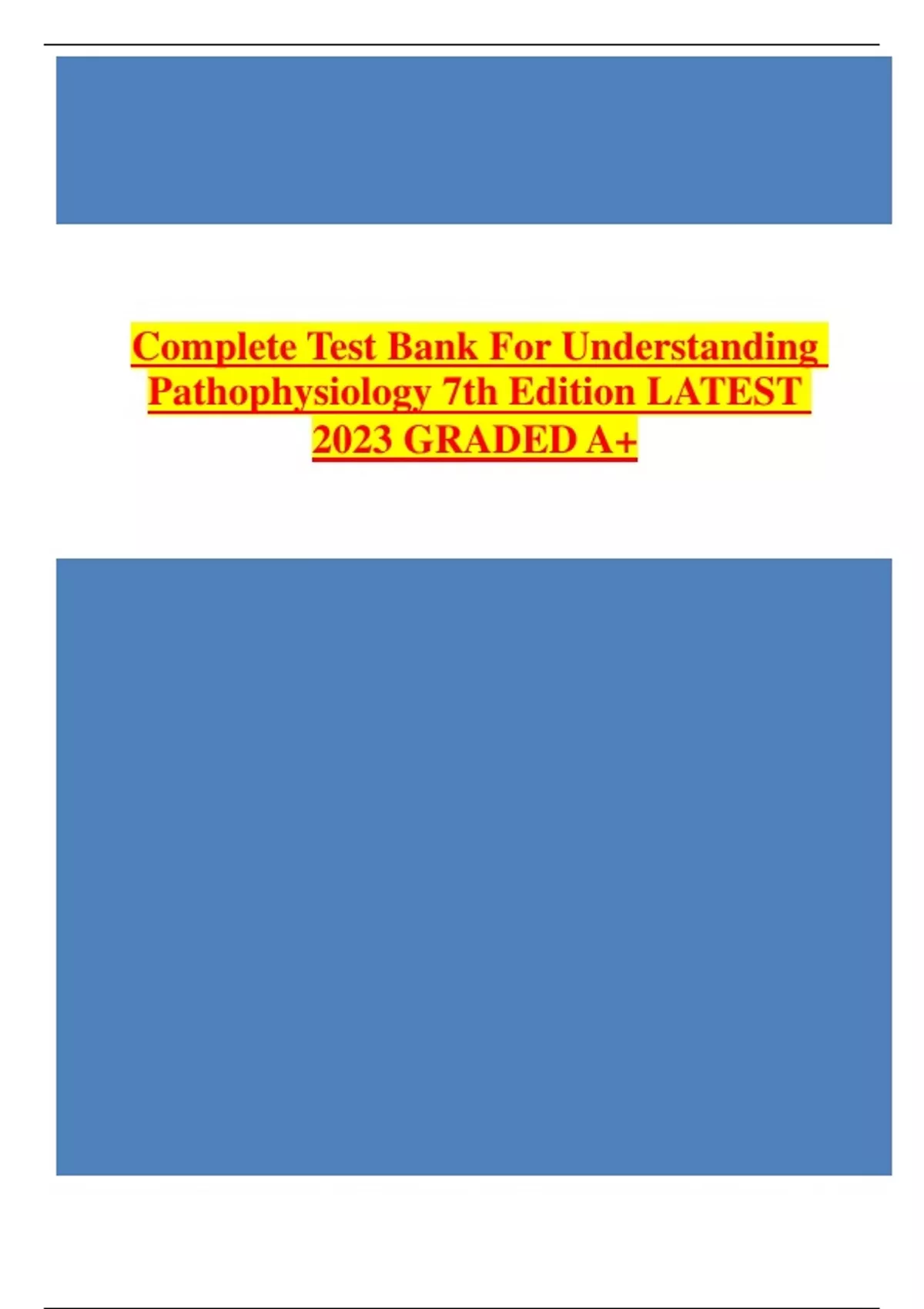 Test Bank For Understanding Pathophysiology 7th Edition - Understanding ...