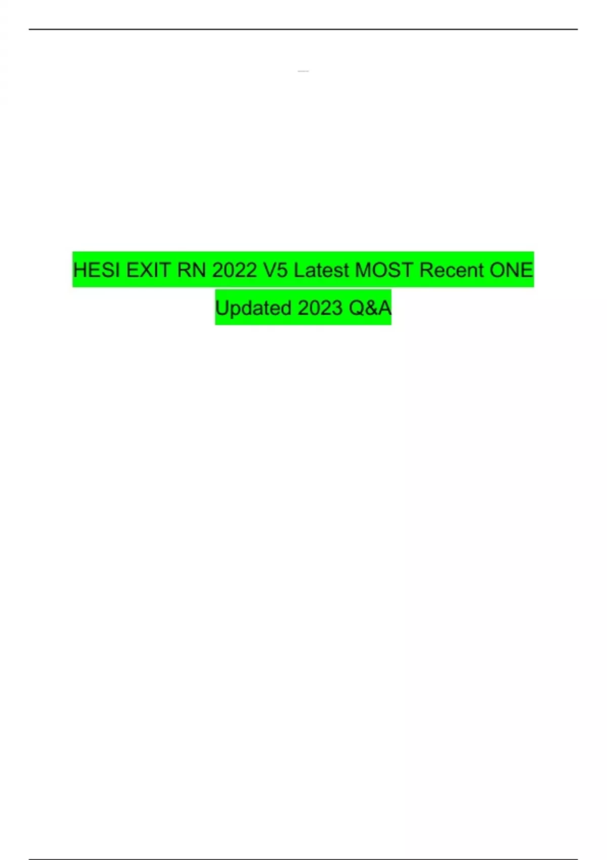 HESI EXIT EXAM V5 LATEST VERSION QUESTIONS AND VERIFIED CORRECT ANSWERS ...