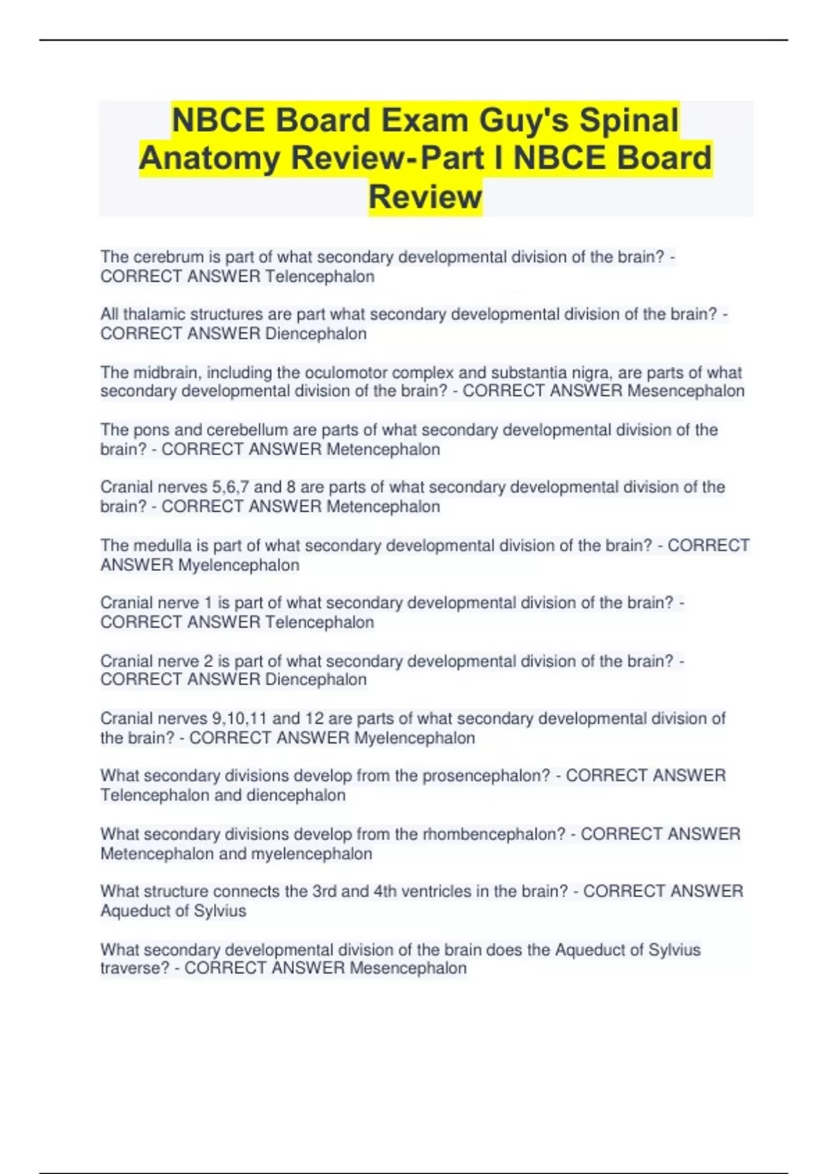NBCE Board Exam Guy's Spinal Anatomy Review- Part I NBCE Board Review ...