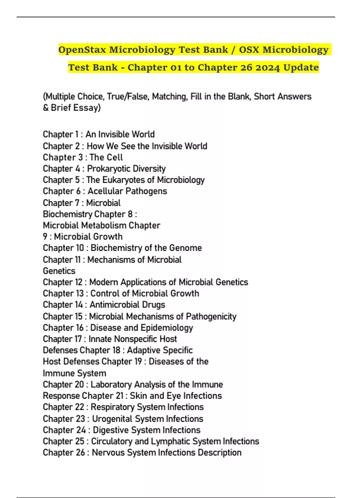OPENSTAX MICROBIOLOGY 2024 - OPENSTAX MICROBIOLOGY 2024 - Stuvia US
