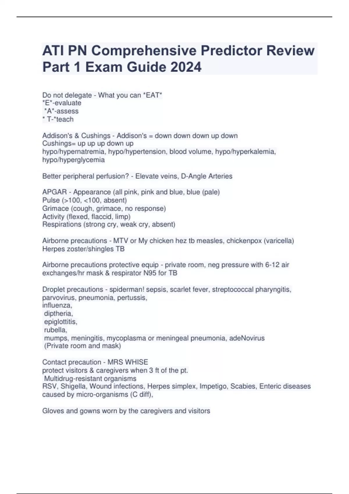 ATI PN Comprehensive Predictor Review Part 1 Exam Guide 2024 - ATI PN ...