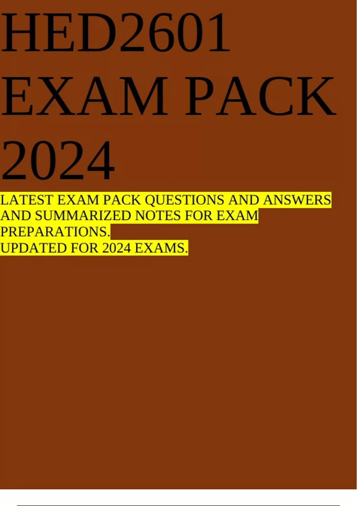 HED2601 EXAM PACK 2024 - HED2601 - Stuvia SA