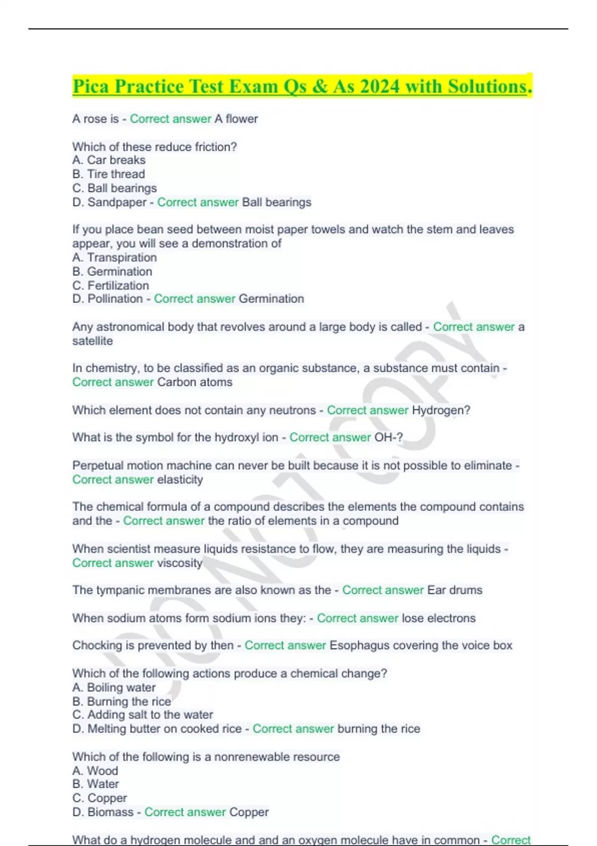 Pica Practice Test Exam Qs & As 2024 with Solutions - ACRP-CCRC - Stuvia US