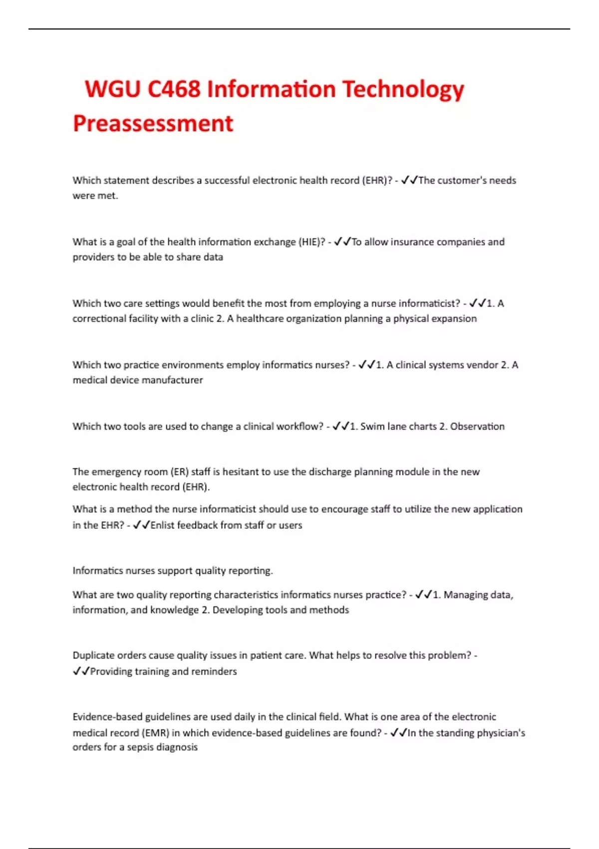 WGU C468 Information Technology Preassessment - WGU - Stuvia US