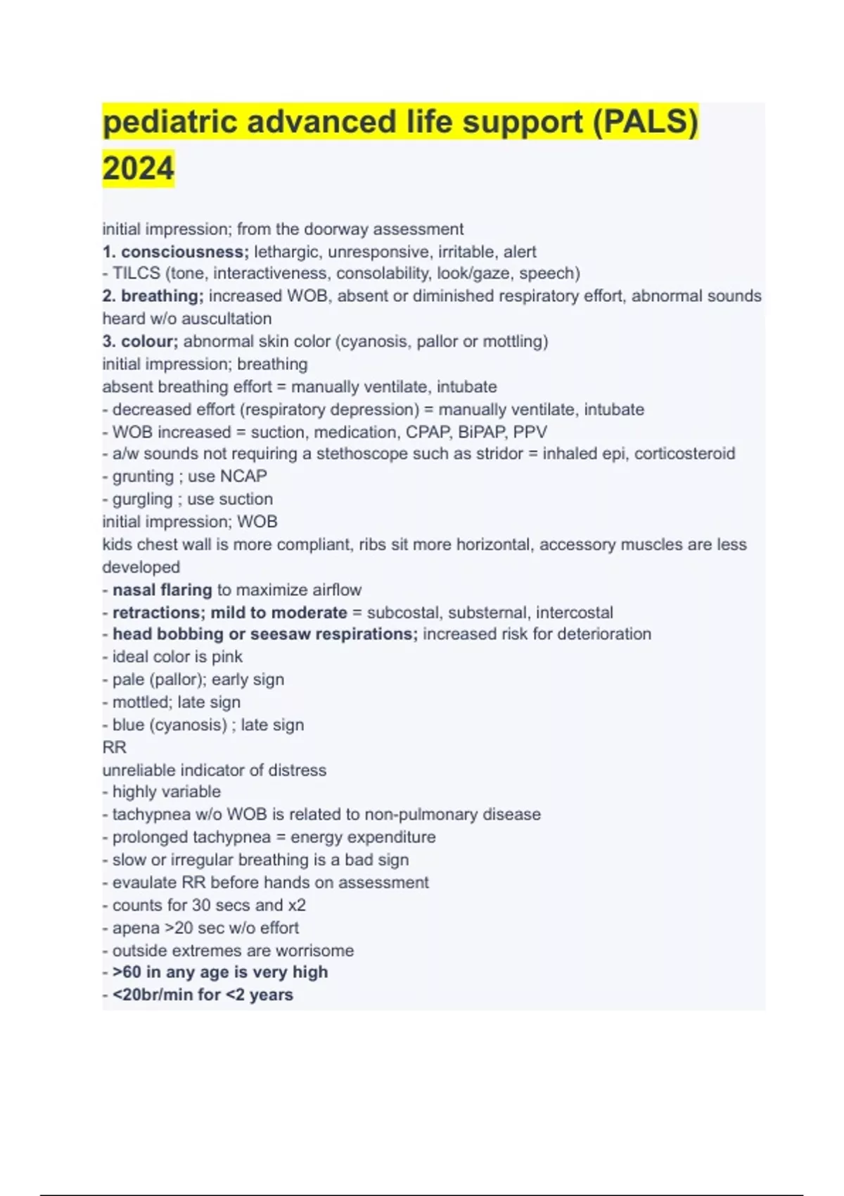 pediatric advanced life support (PALS) 2024 - Pediatric advanced life ...