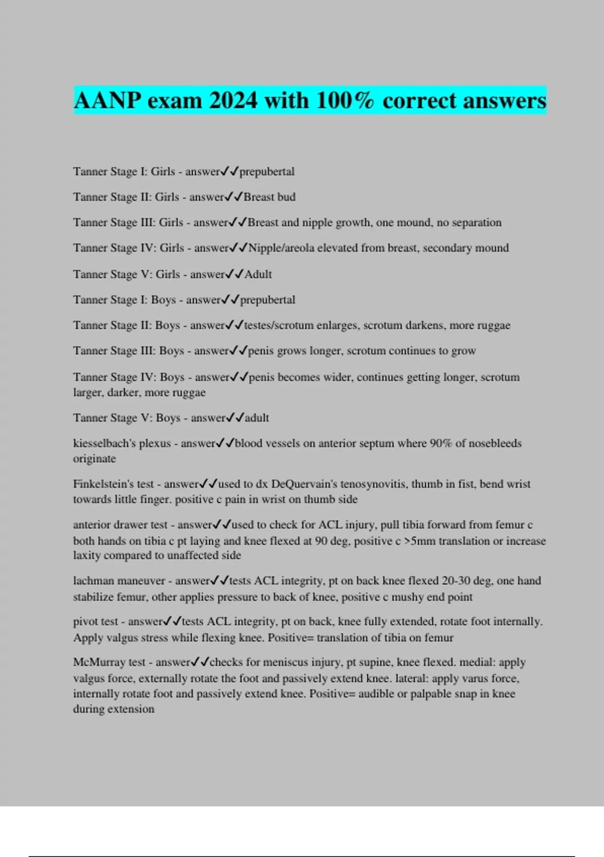 AANP exam 2024 with 100% correct answers - AANP - Stuvia US