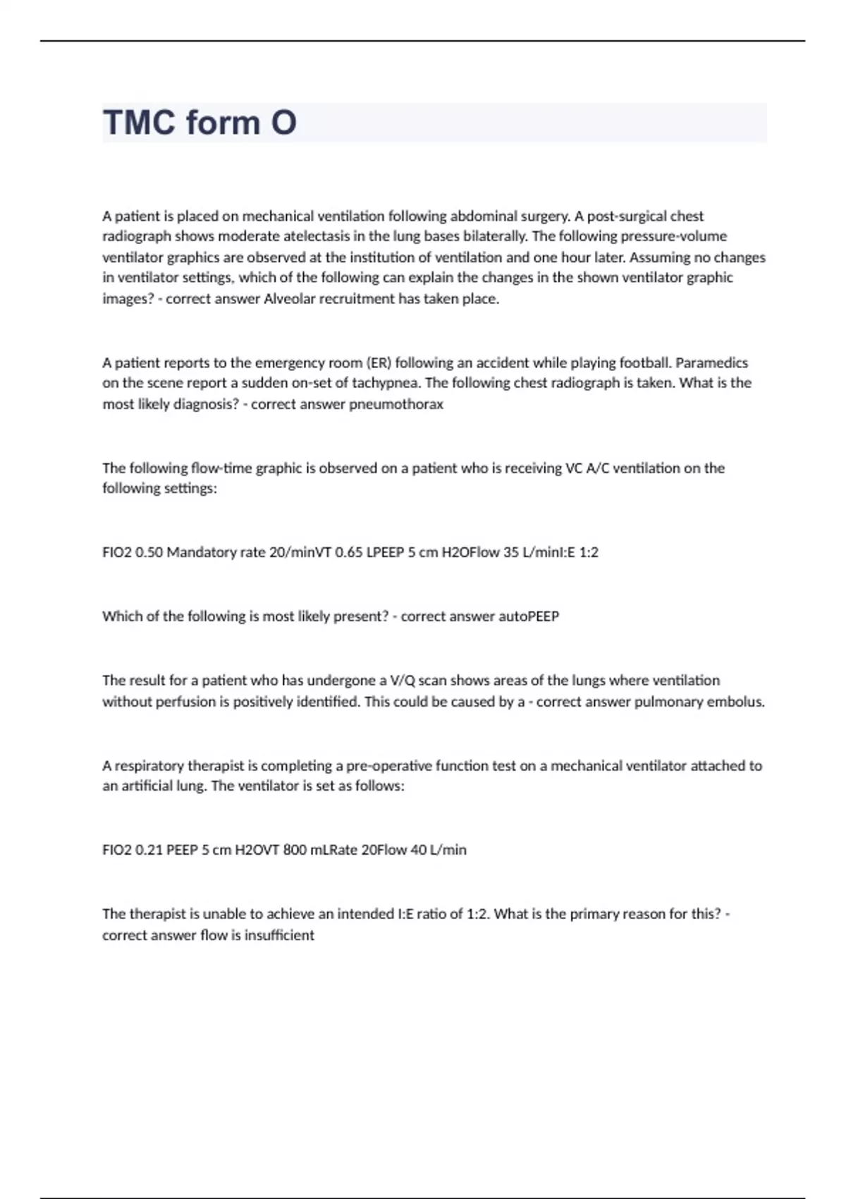 TMC form O Question and answers rated A+ 2023/2024 - TMC - Stuvia US