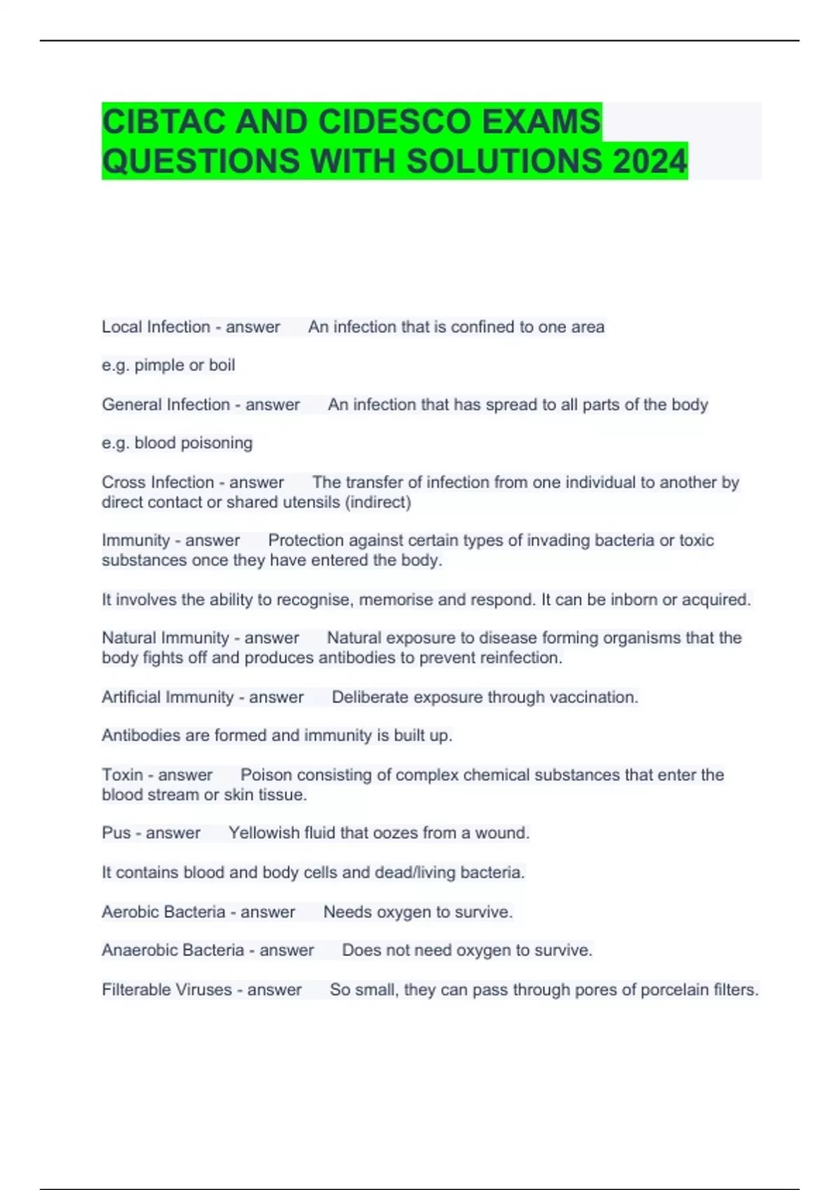 CIBTAC AND CIDESCO EXAMS QUESTIONS WITH SOLUTIONS 2024 - CIBTAC - Stuvia US