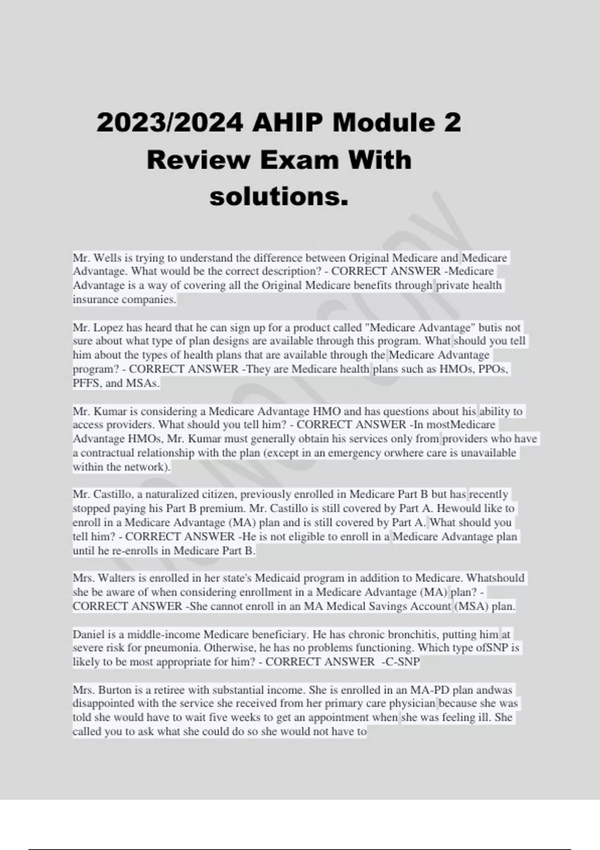 2023/2024 AHIP Module 2 Review Exam With solutions - AHIP Module 2 ...