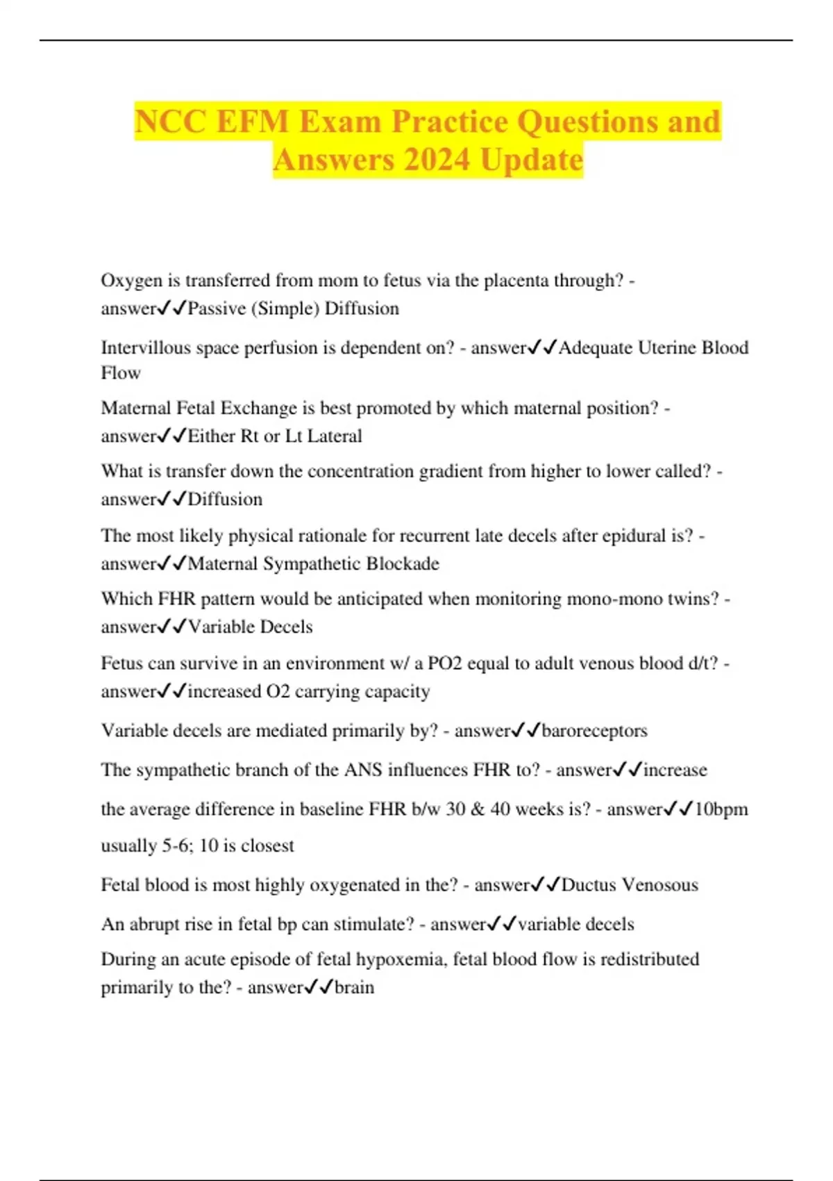 NCC EFM Exam Practice Questions and Answers 2024 Update - Ncc efm ...