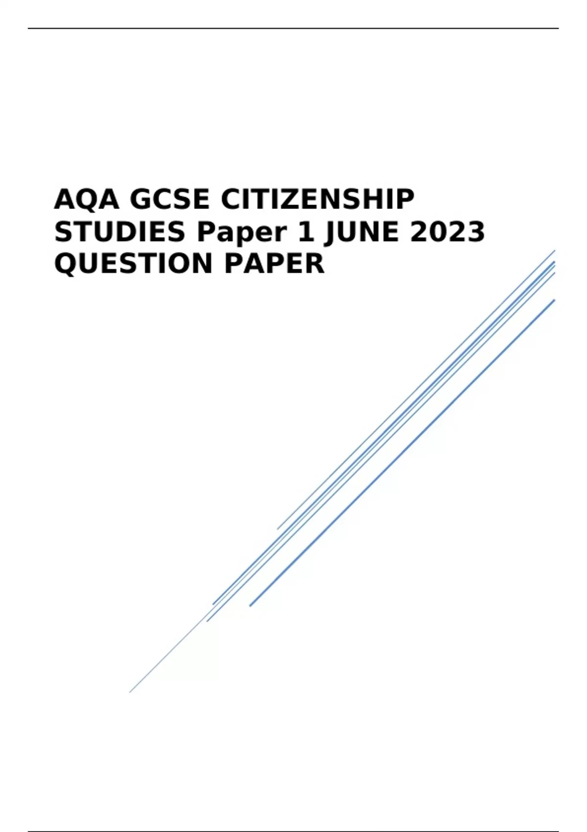 AQA GCSE CITIZENSHIP STUDIES Paper 1 JUNE 2023 QUESTION PAPER - GCSE ...